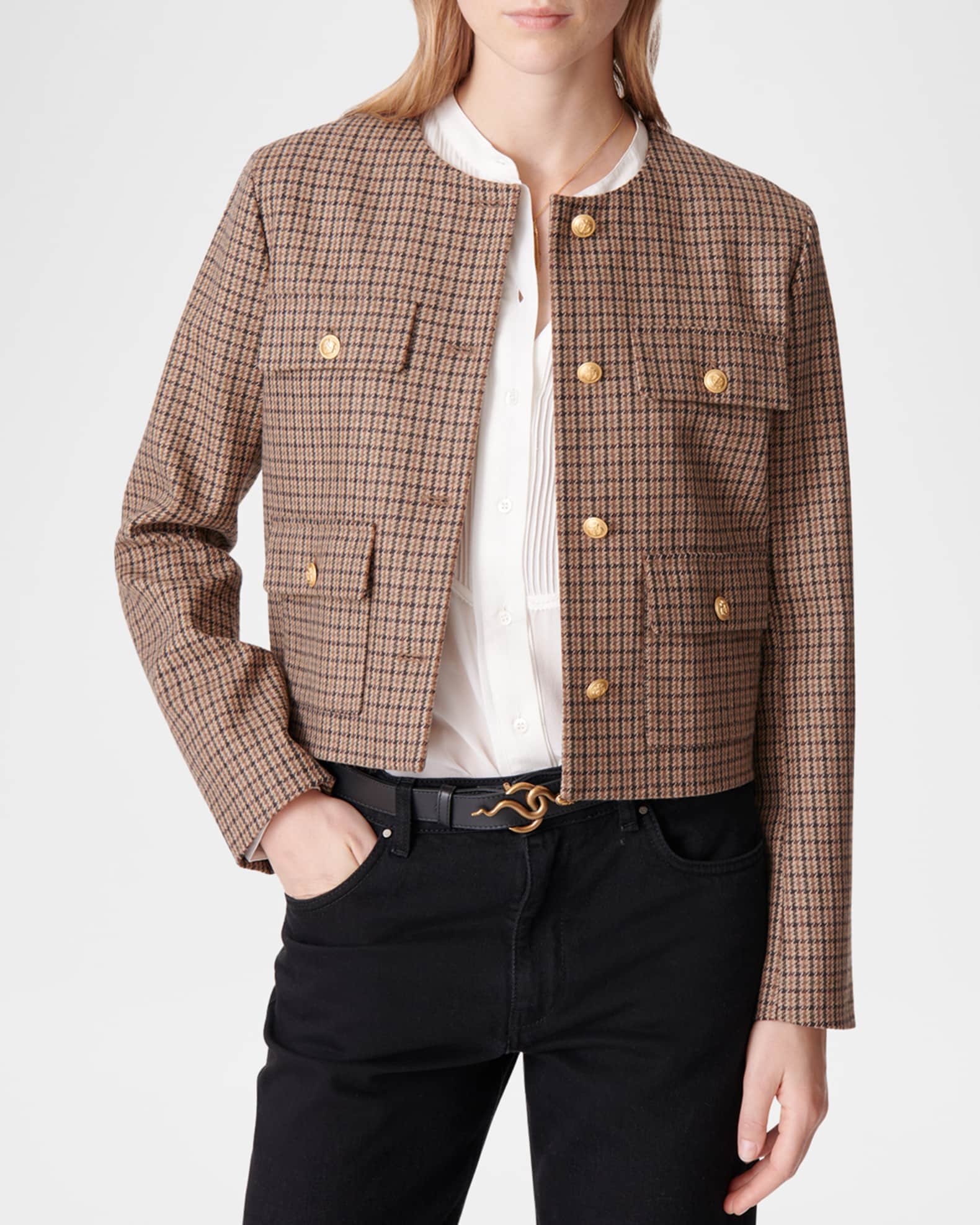 Vanessa Bruno Deana Houndstooth Plaid Jacket | Neiman Marcus