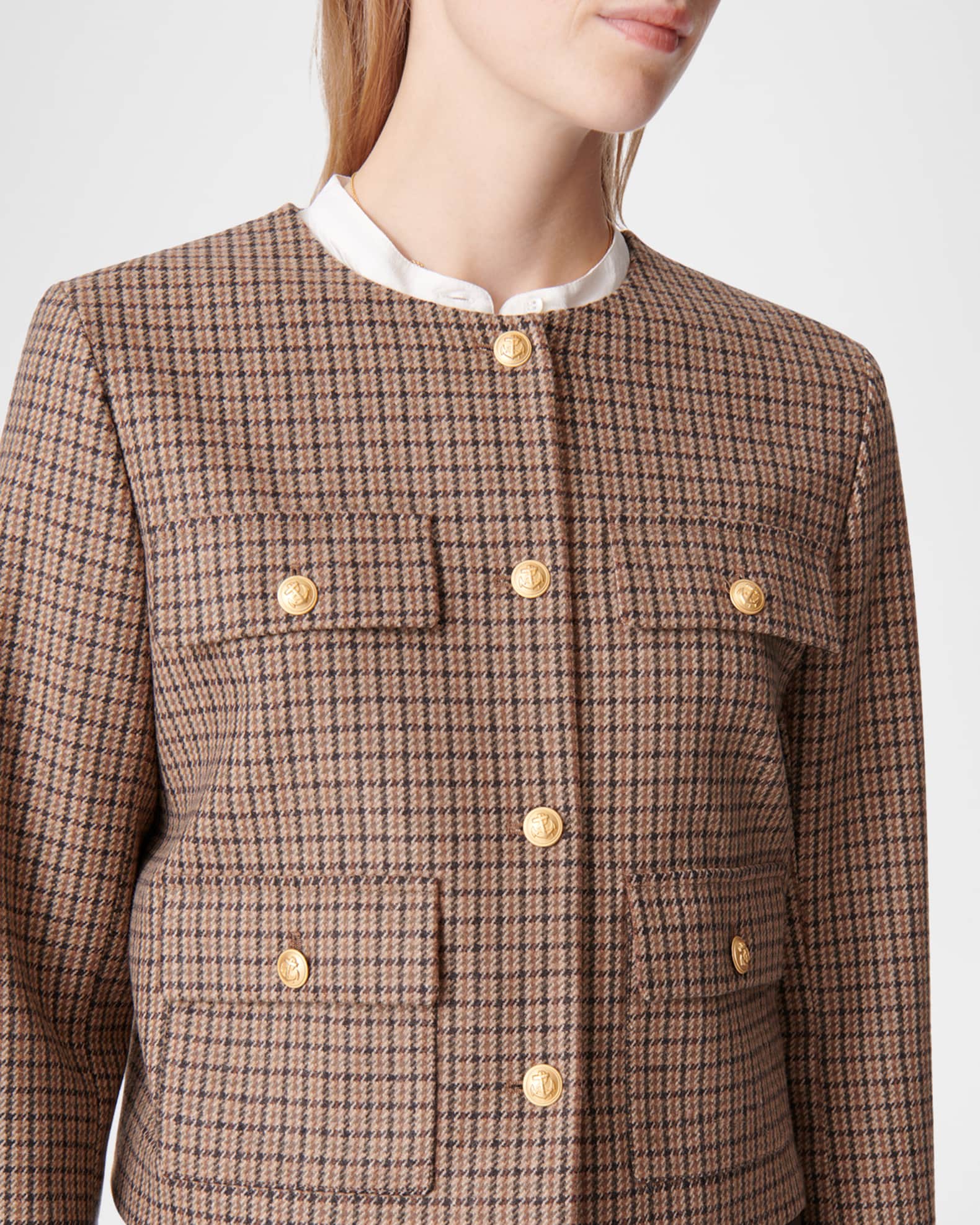 Vanessa Bruno Deana Houndstooth Plaid Jacket | Neiman Marcus