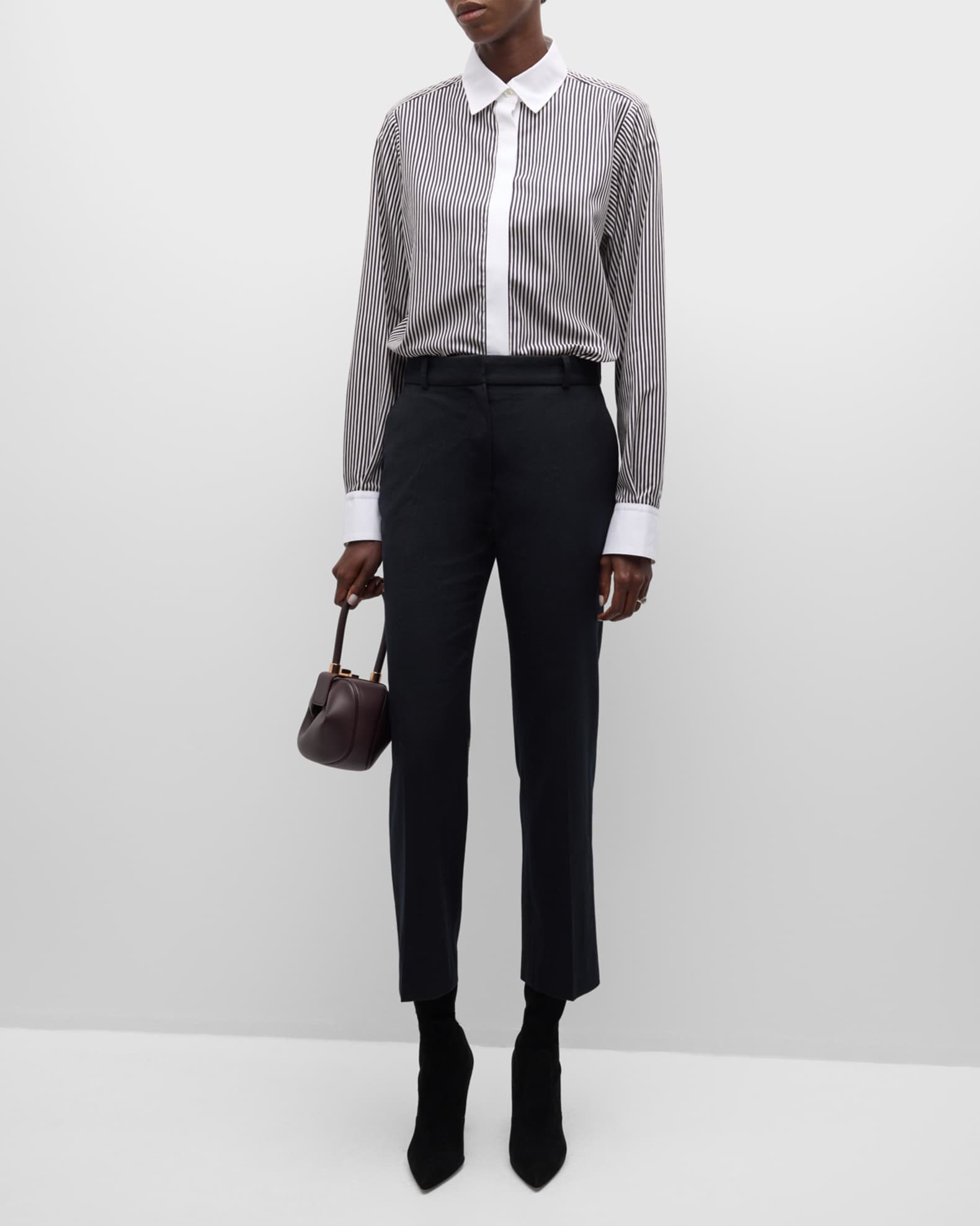 Vanessa Bruno Dandy Cropped Straight-Leg Twill Pants | Neiman Marcus