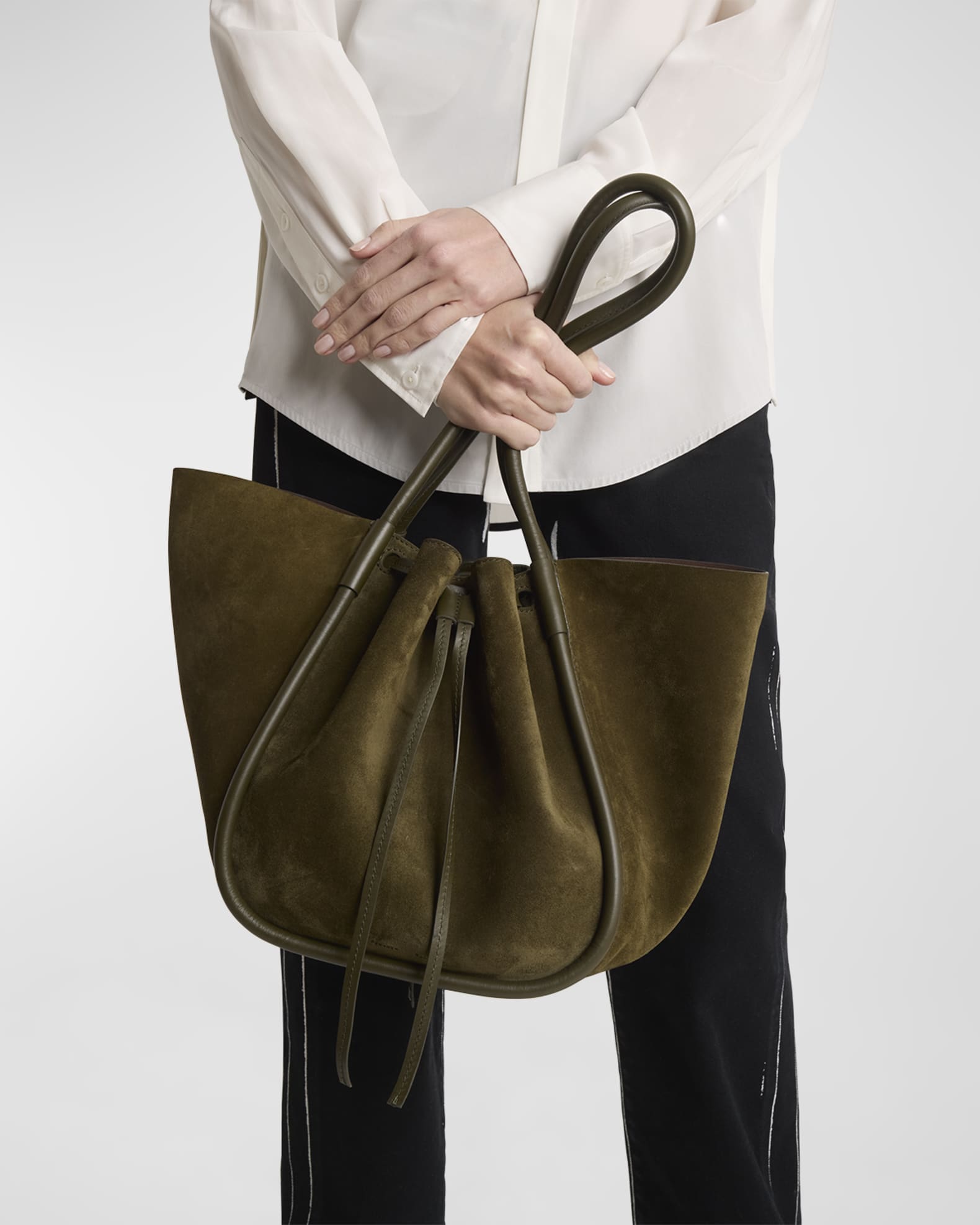 Proenza Schouler Large Drawstring Suede Tote Bag | Neiman Marcus