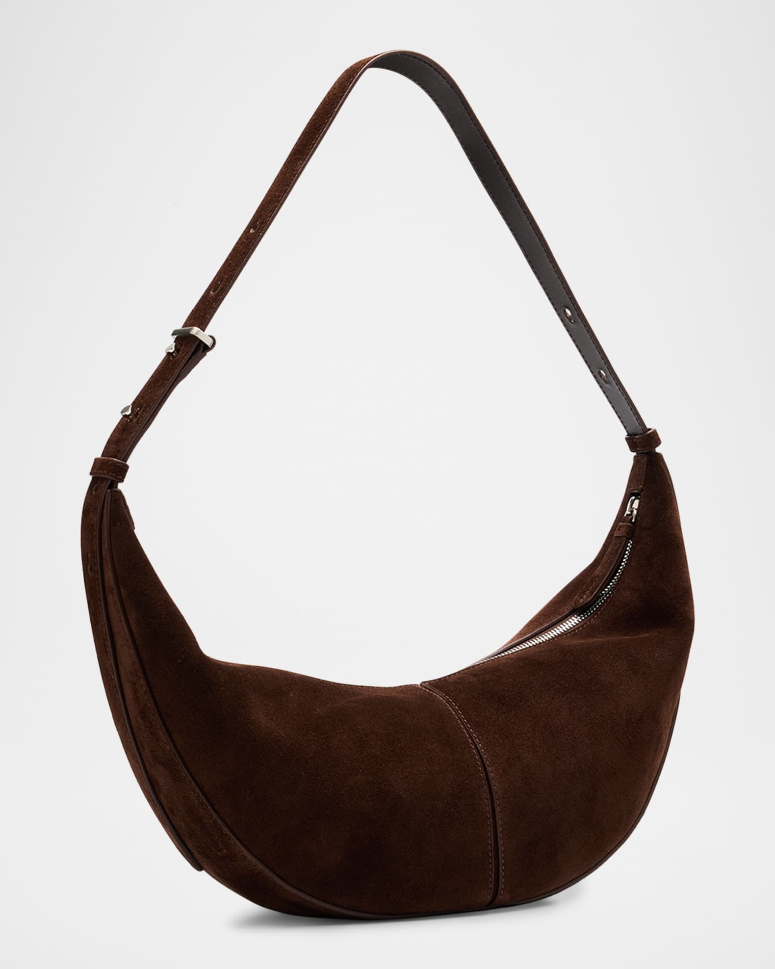 Slide Zip Suede Shoulder Bag | Neiman Marcus