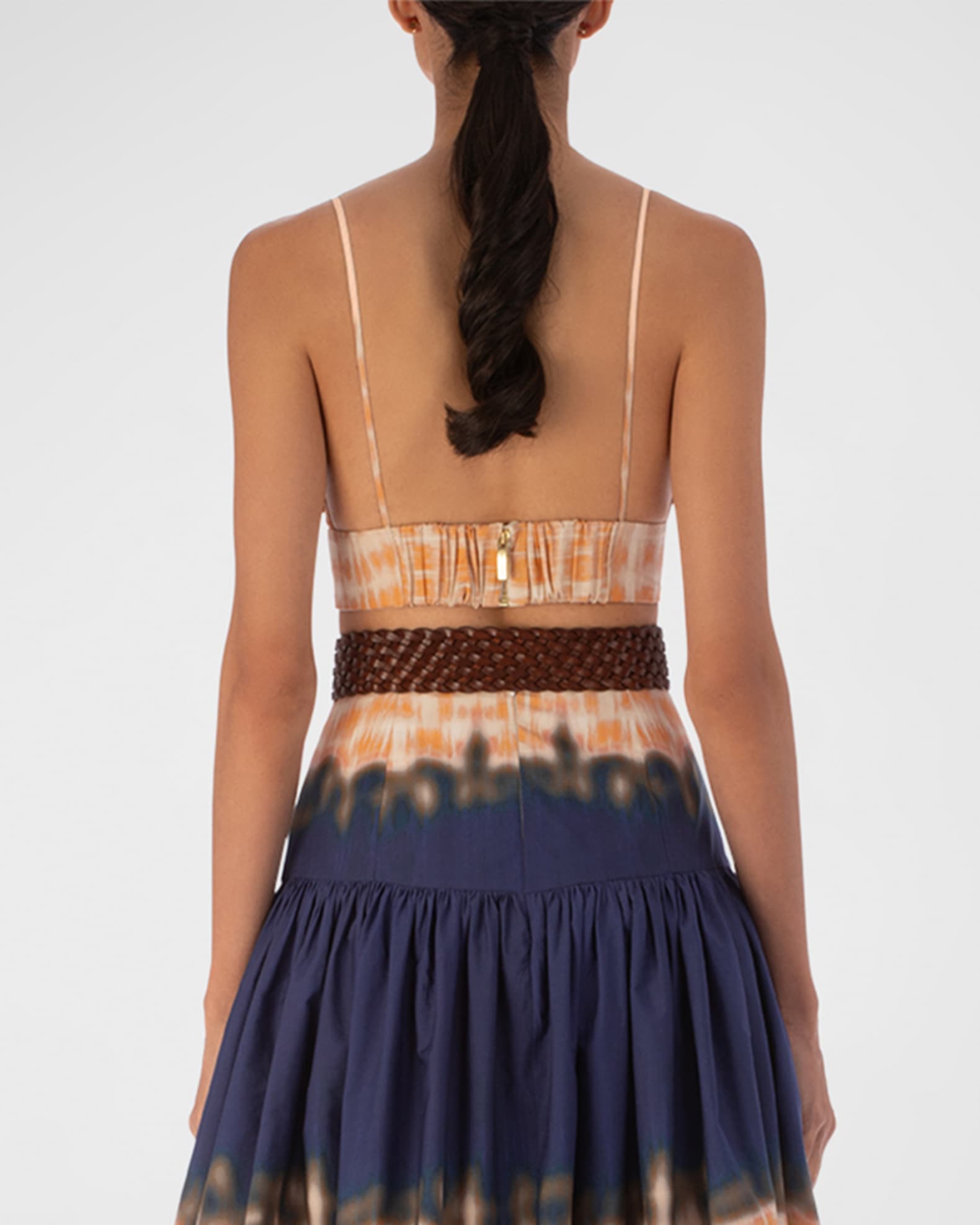 Silvia Tcherassi Ibbie Flower Tie-Dye Crop Top | Neiman Marcus