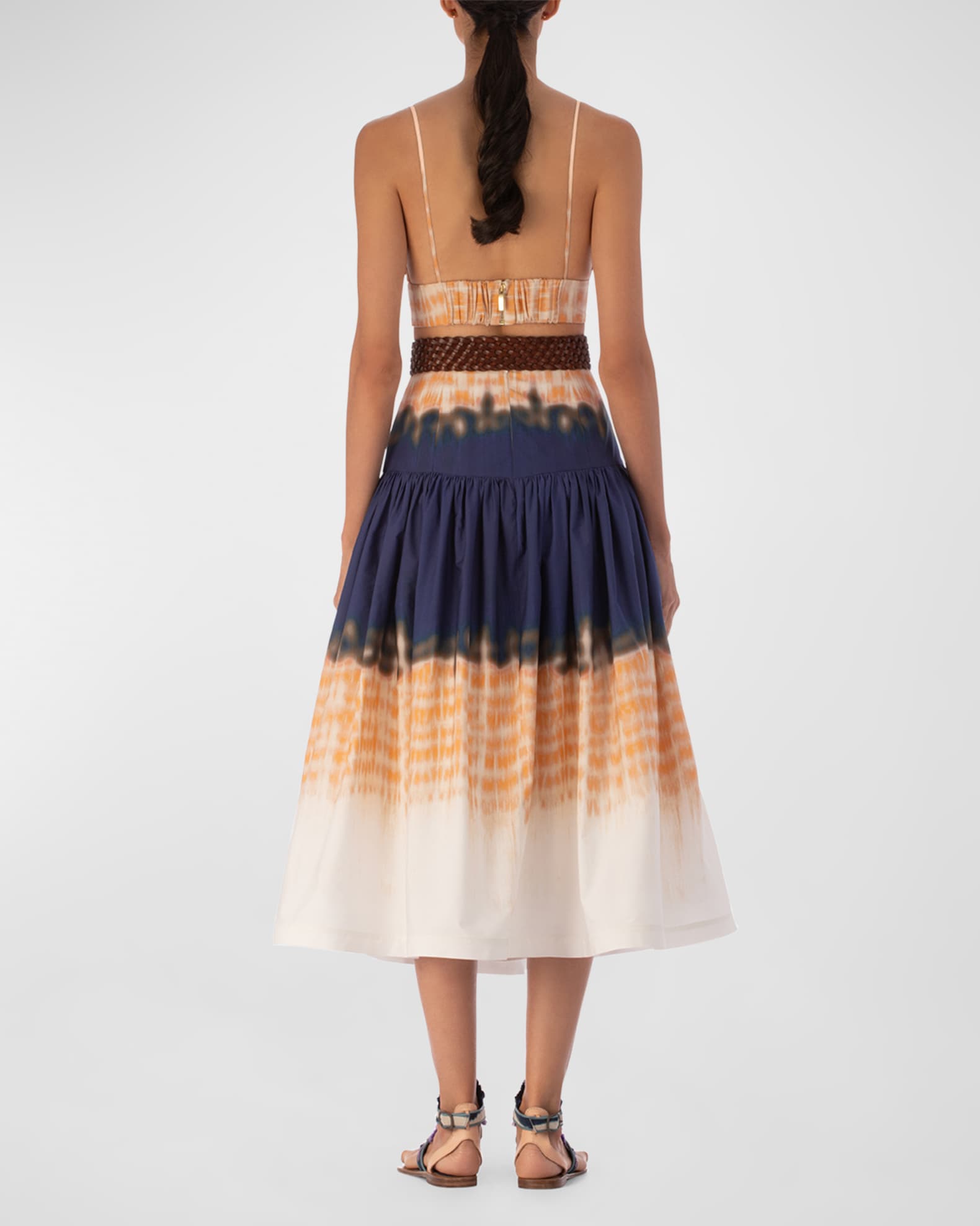 Silvia Tcherassi Ibbie Flower Tie-Dye Crop Top | Neiman Marcus