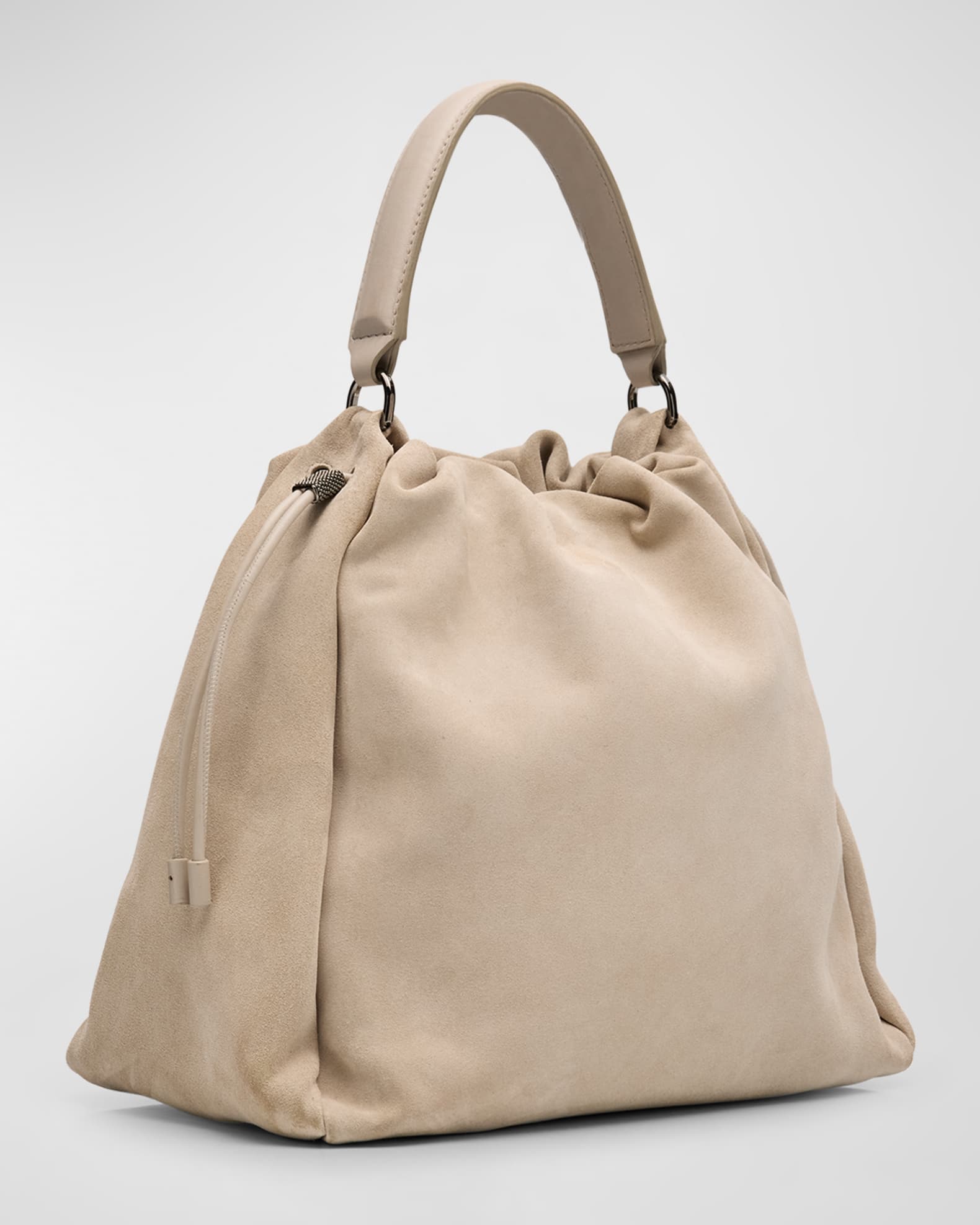Brunello Cucinelli Medium Drawstring Suede Top-Handle Bag | Neiman Marcus
