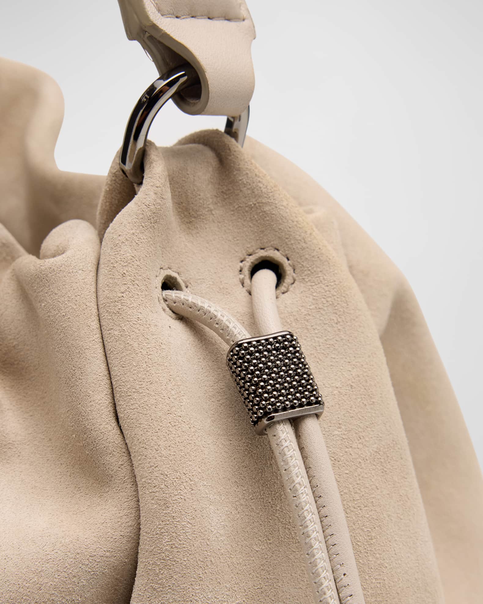 Brunello Cucinelli Medium Drawstring Suede Top-Handle Bag | Neiman Marcus