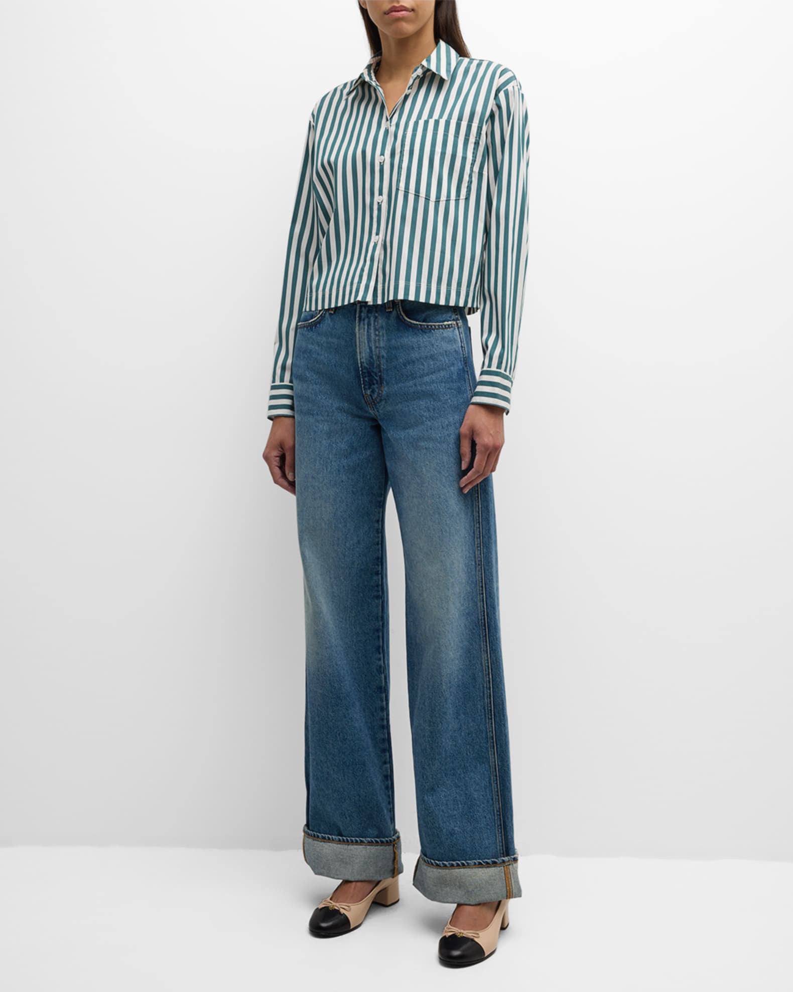Veronica Beard Taylor High Rise Wide Leg Jeans Neiman Marcus