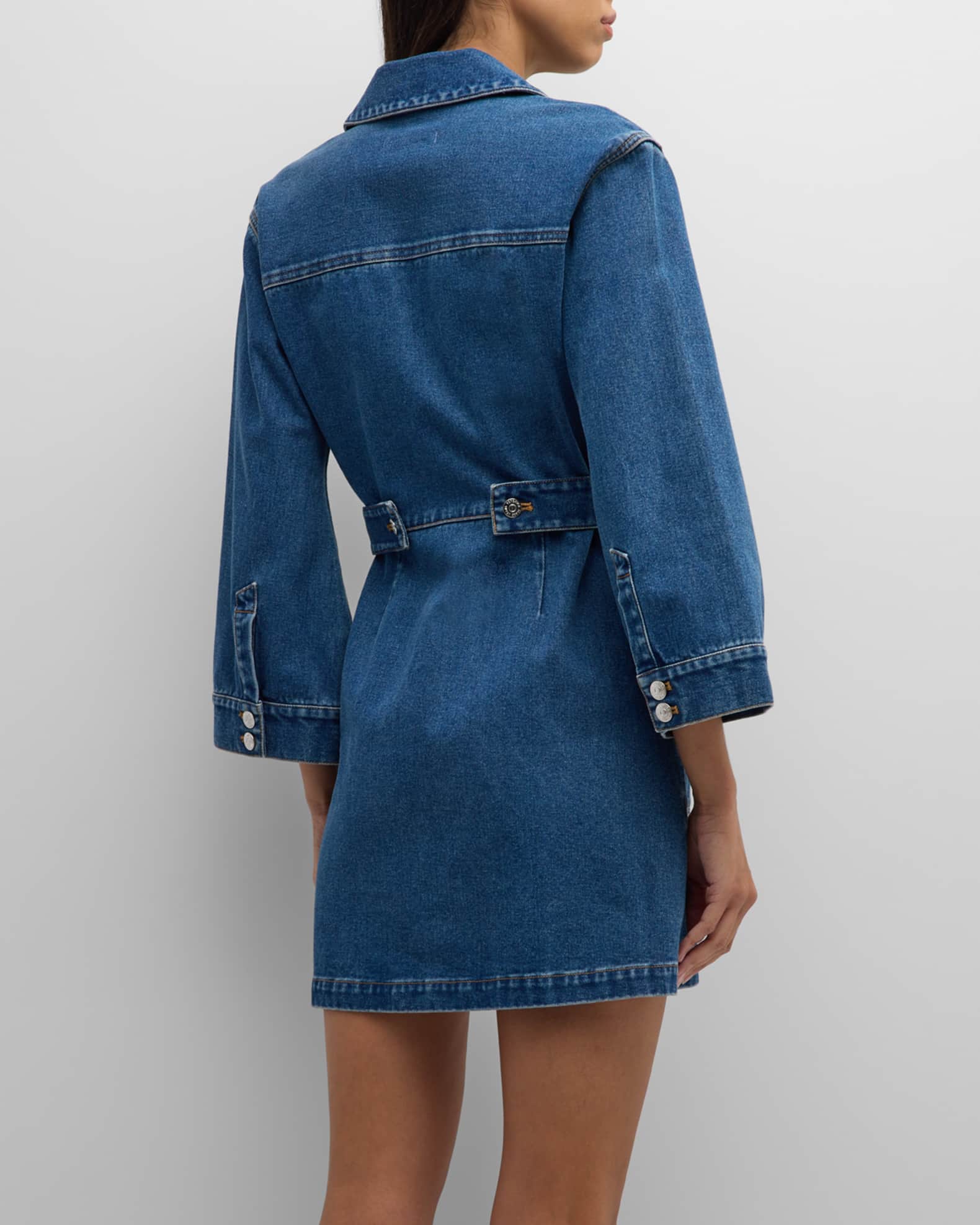 Veronica Beard Mckinley Button-Front Denim Mini Dress | Neiman Marcus