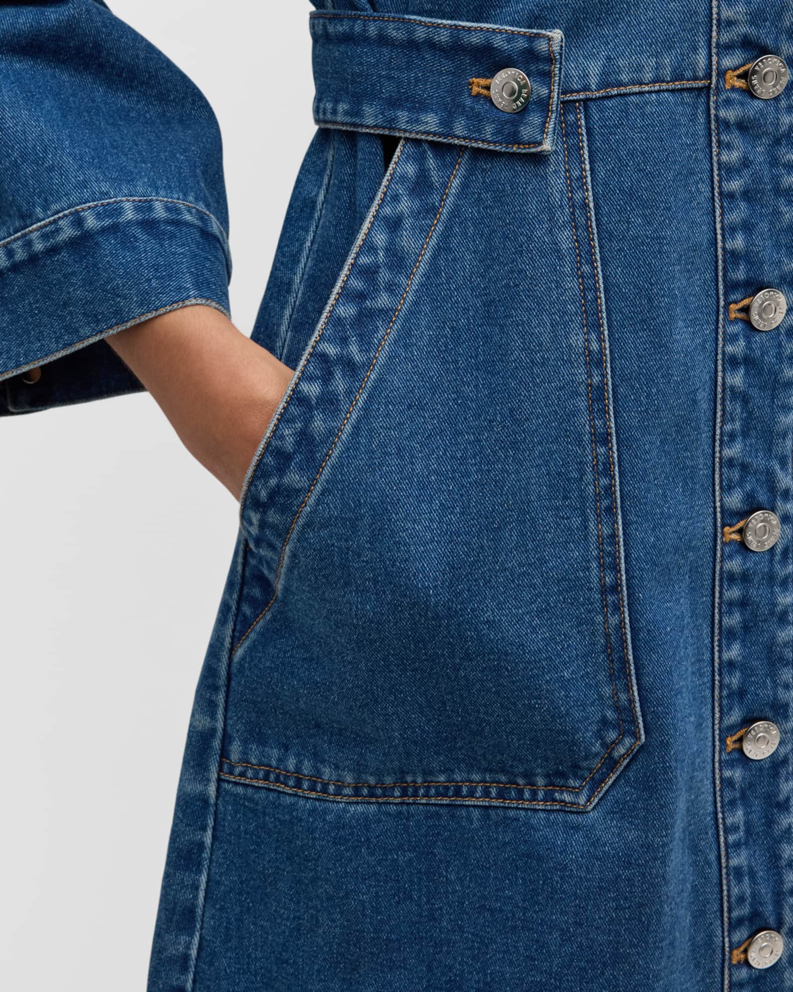Veronica Beard Mckinley Button-Front Denim Mini Dress | Neiman Marcus