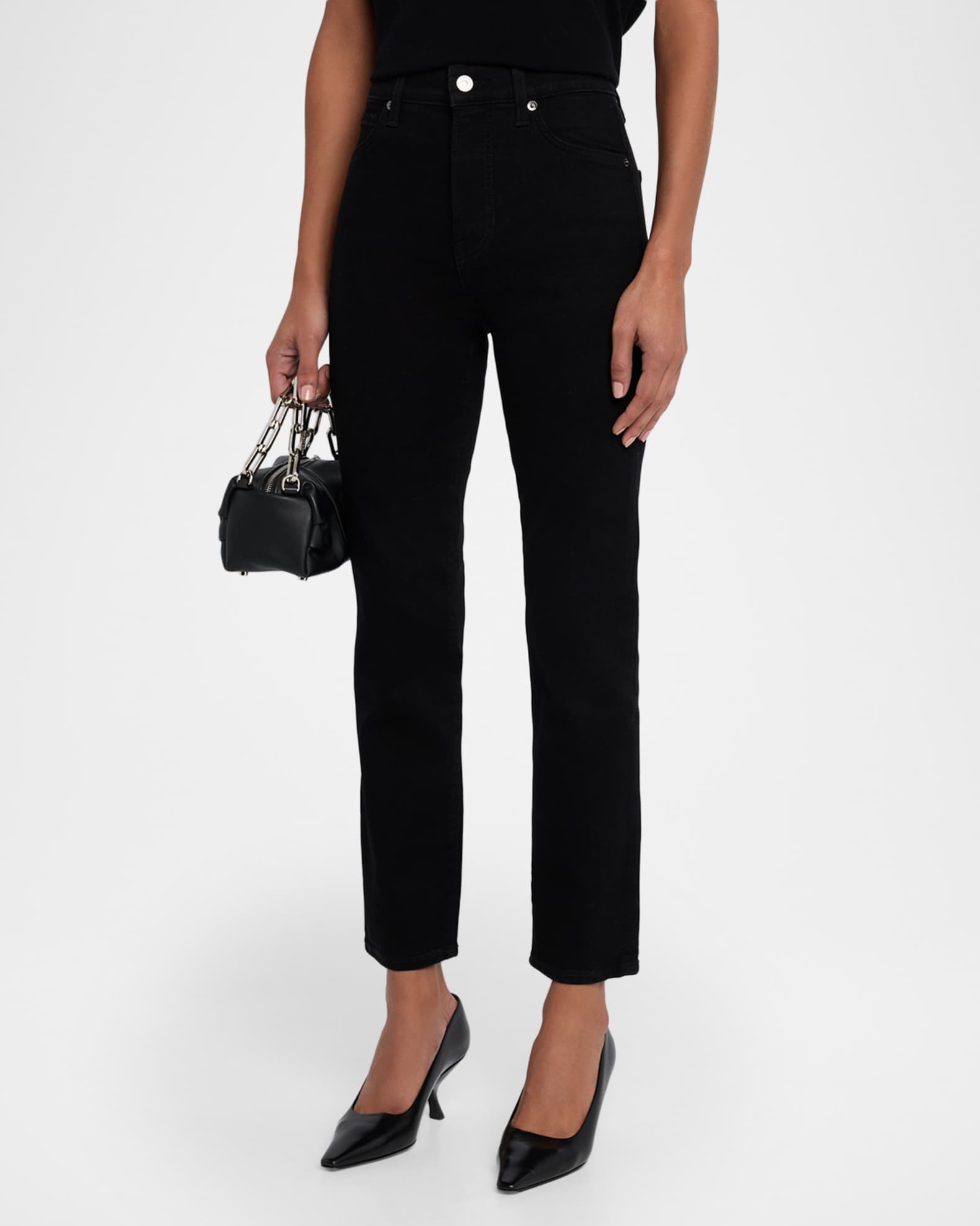 Veronica Beard Ryleigh High-Rise Slim Straight Ankle Jeans | Neiman Marcus