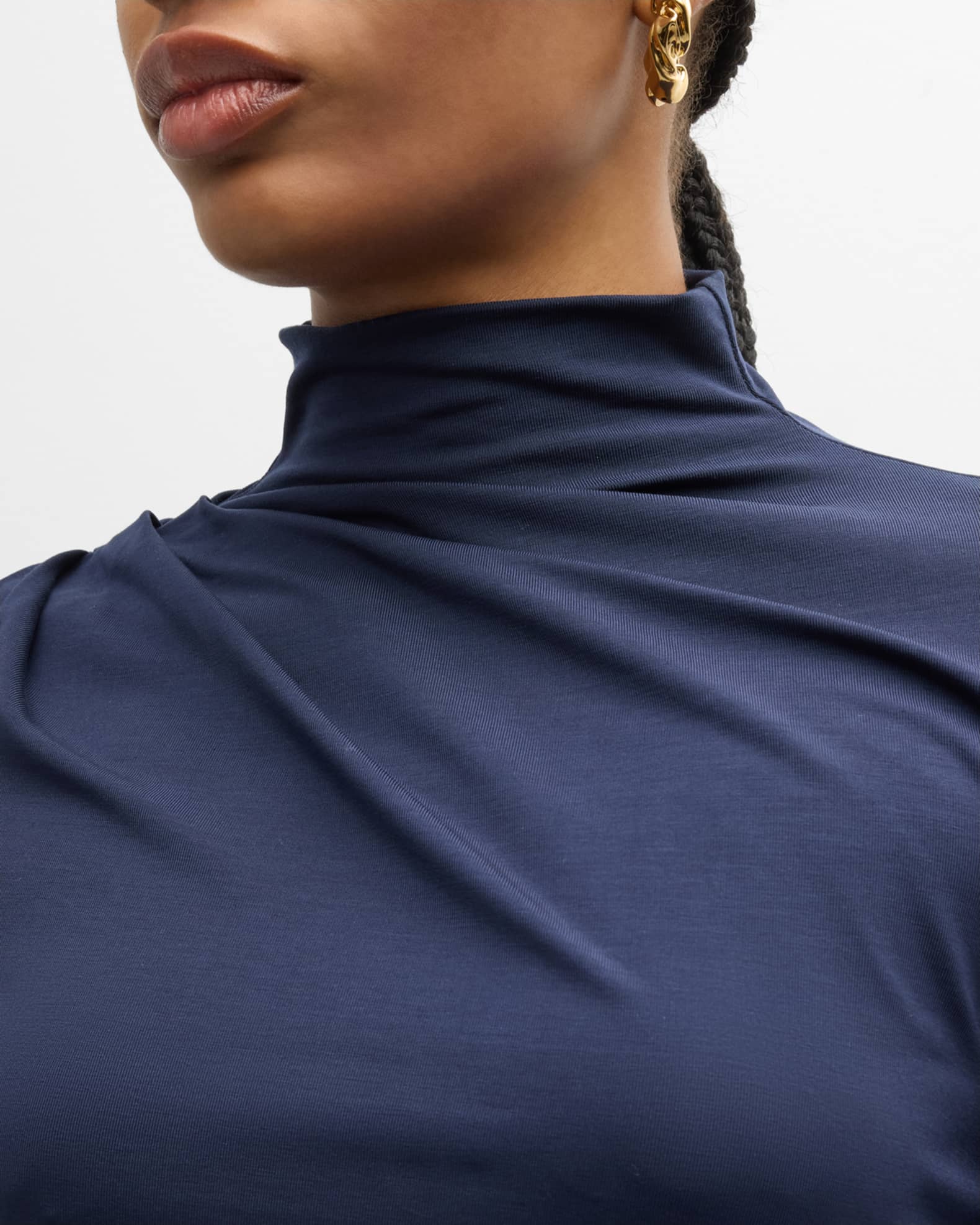 Veronica Beard Mylie Ruched Knit Turtleneck Top | Neiman Marcus