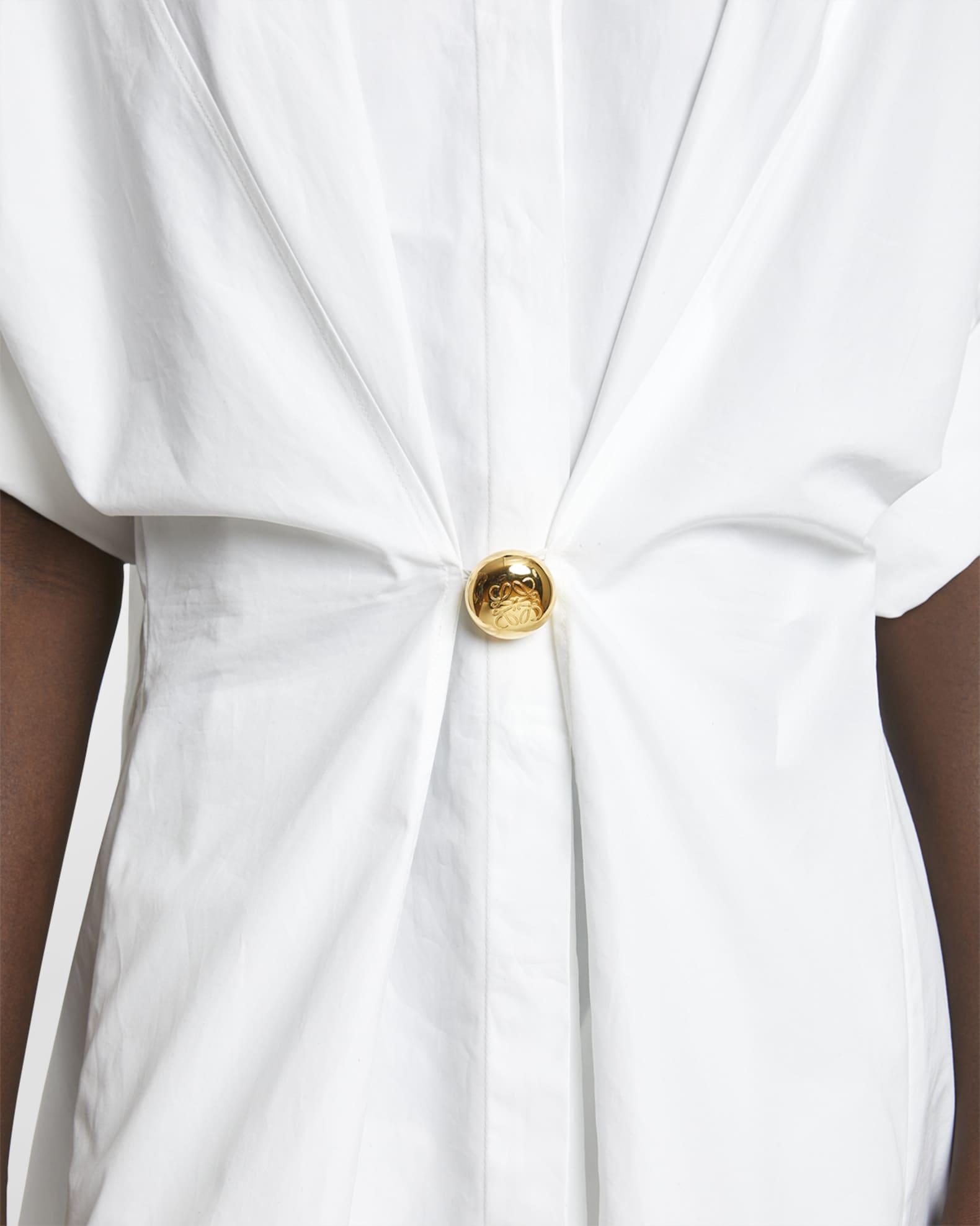Loewe Gathered Mini Dress with Button Detail | Neiman Marcus