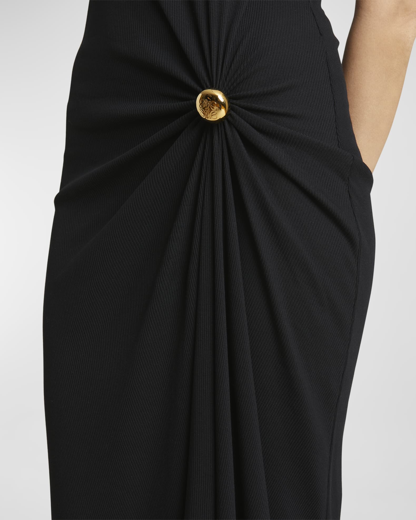 Loewe Draped Button Midi Dress | Neiman Marcus