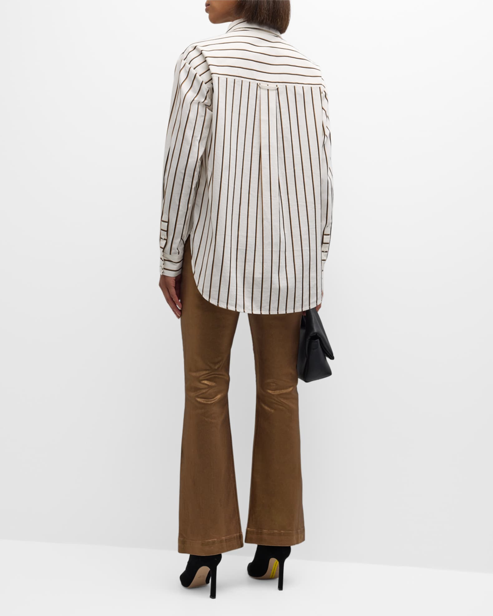 Veronica Beard Carson Metallic Ankle Flare Jeans | Neiman Marcus
