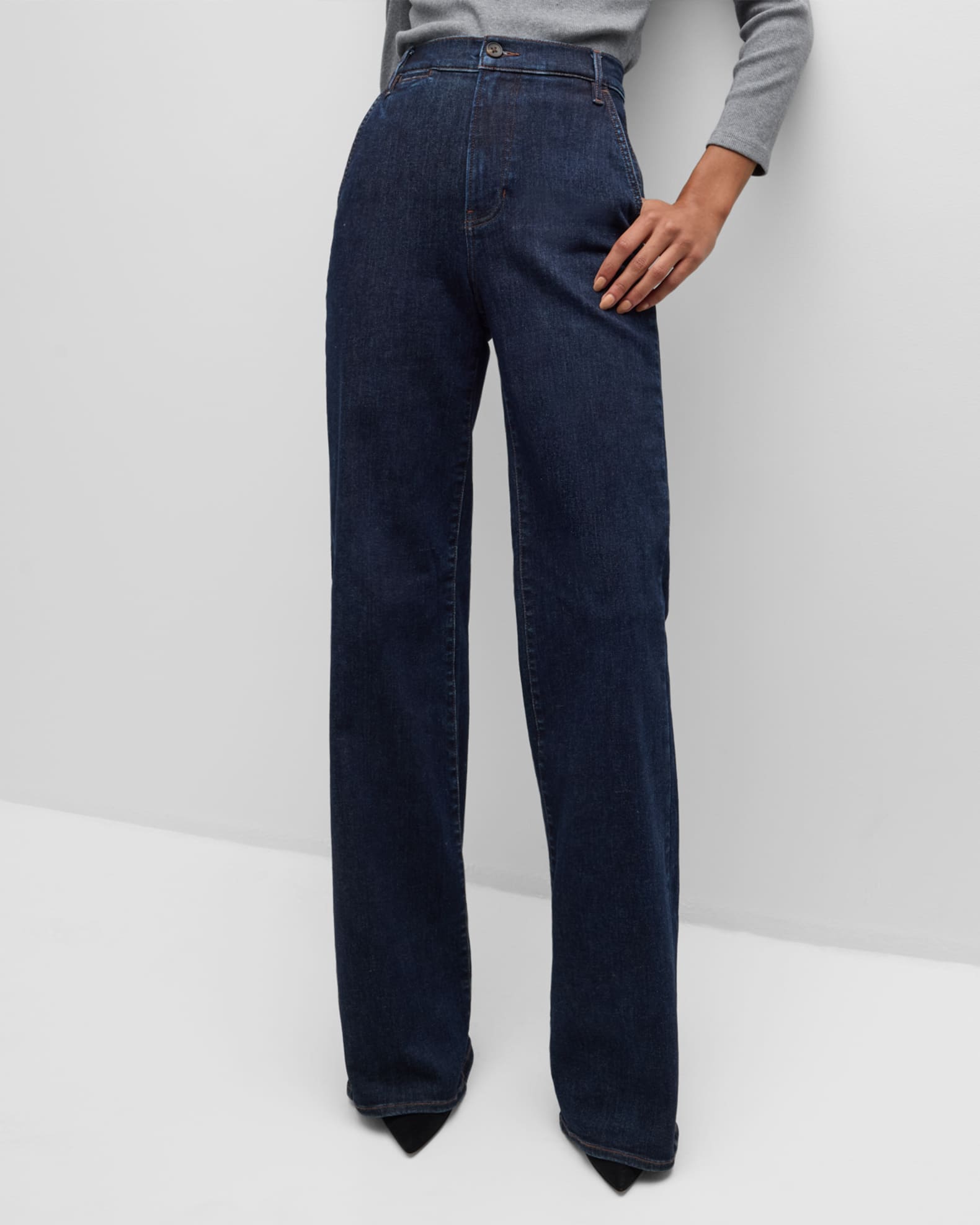 Veronica Beard Crosbie Wide-Leg Trouser Jeans | Neiman Marcus