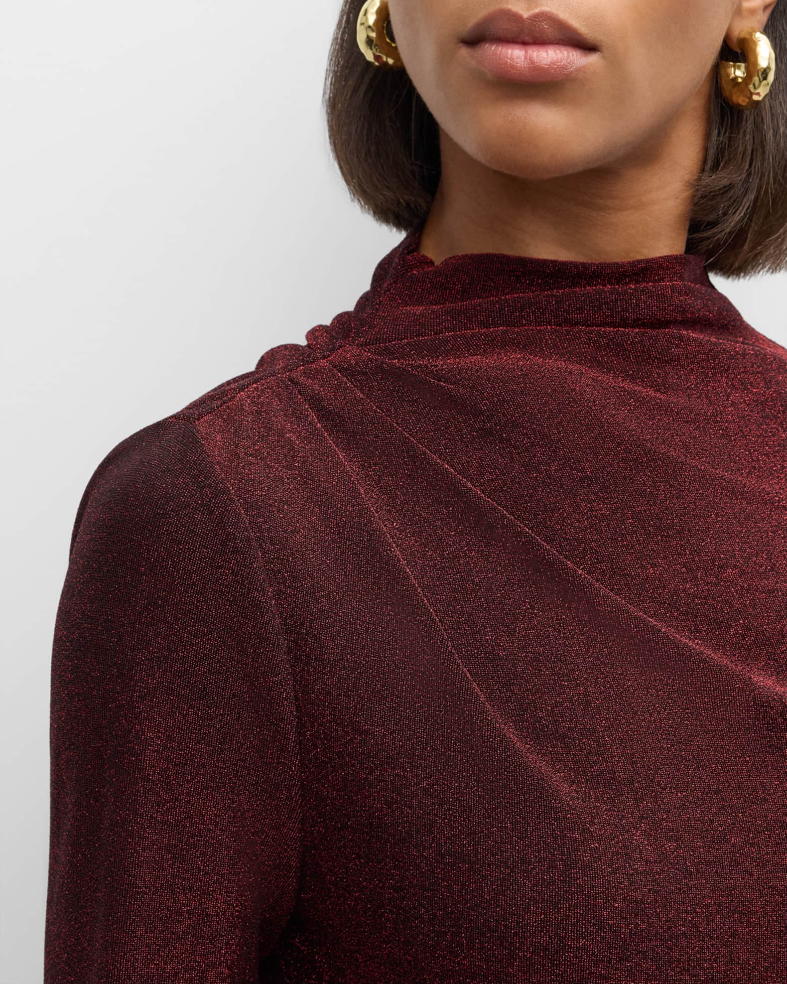 Veronica Beard Mylie Sparkly Gathered High-Neck Top | Neiman Marcus