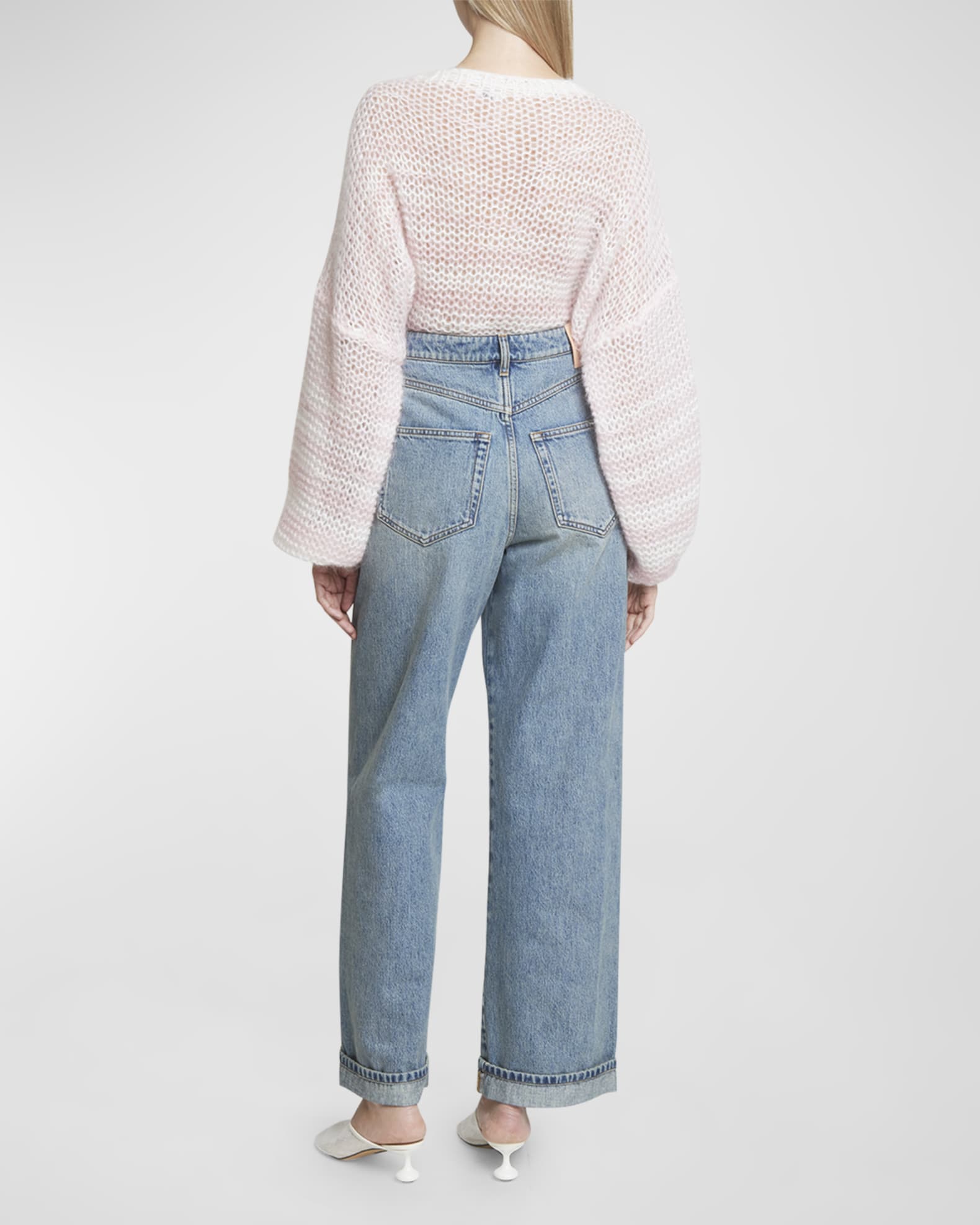 Loewe Deconstructed Criss-Cross Waistband Jeans | Neiman Marcus