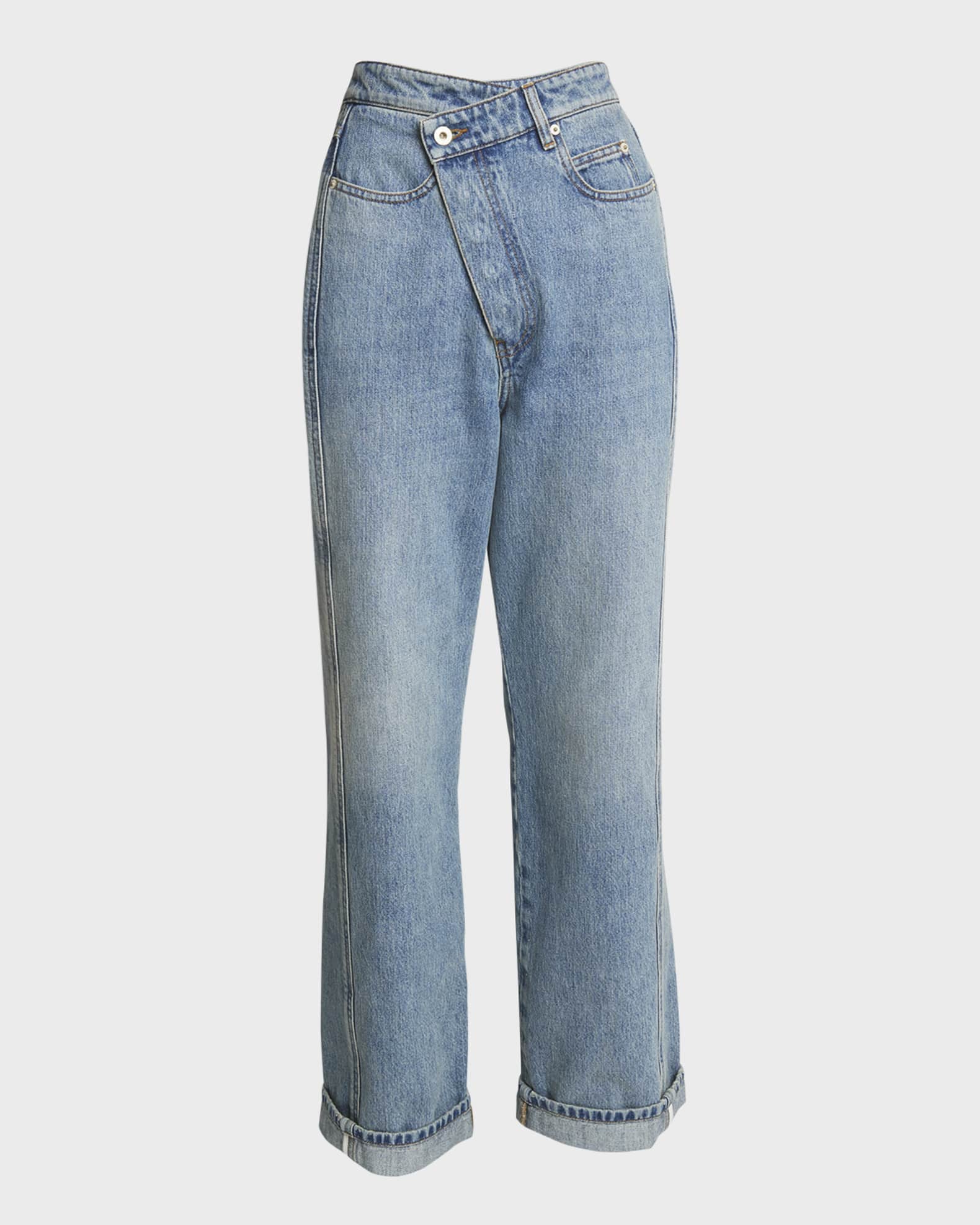 Loewe Deconstructed Criss-Cross Waistband Jeans | Neiman Marcus