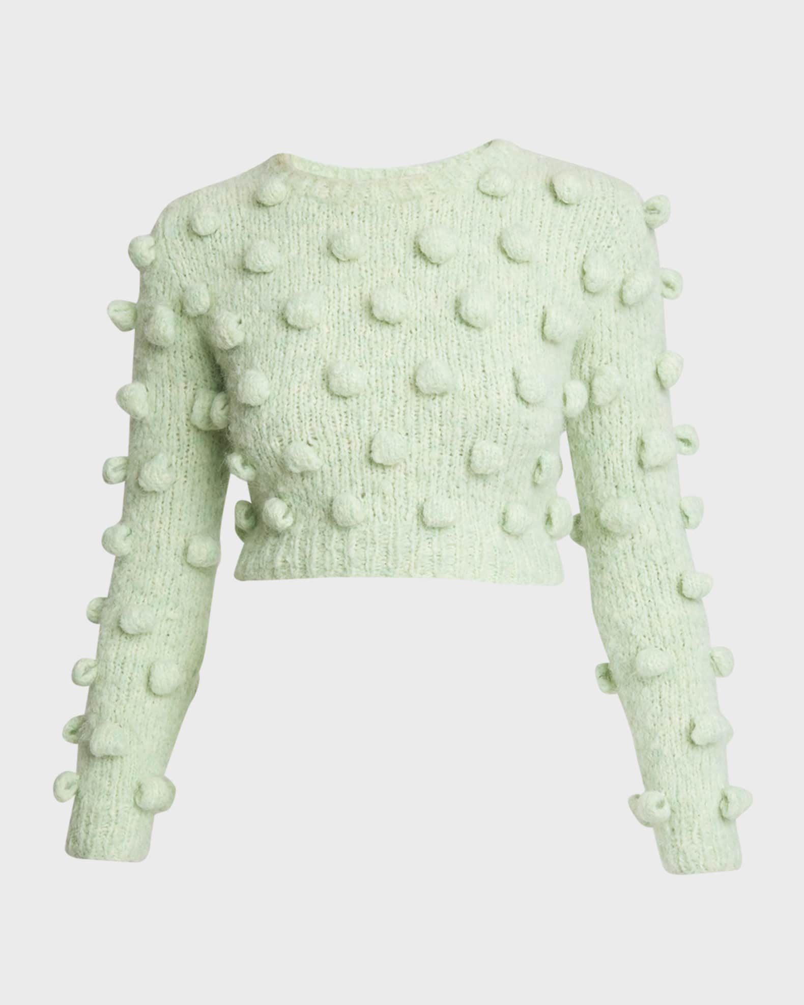 Loewe Cropped Wool Sweater with Dot Details | Neiman Marcus
