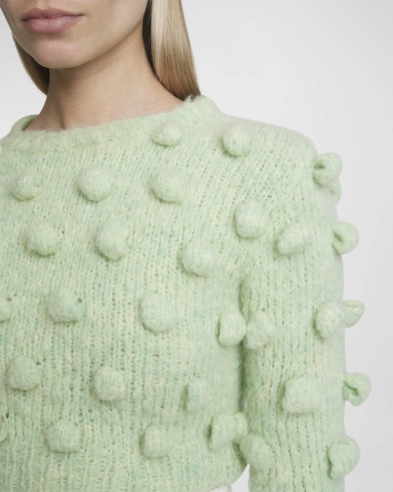 Loewe Cropped Wool Sweater with Dot Details | Neiman Marcus