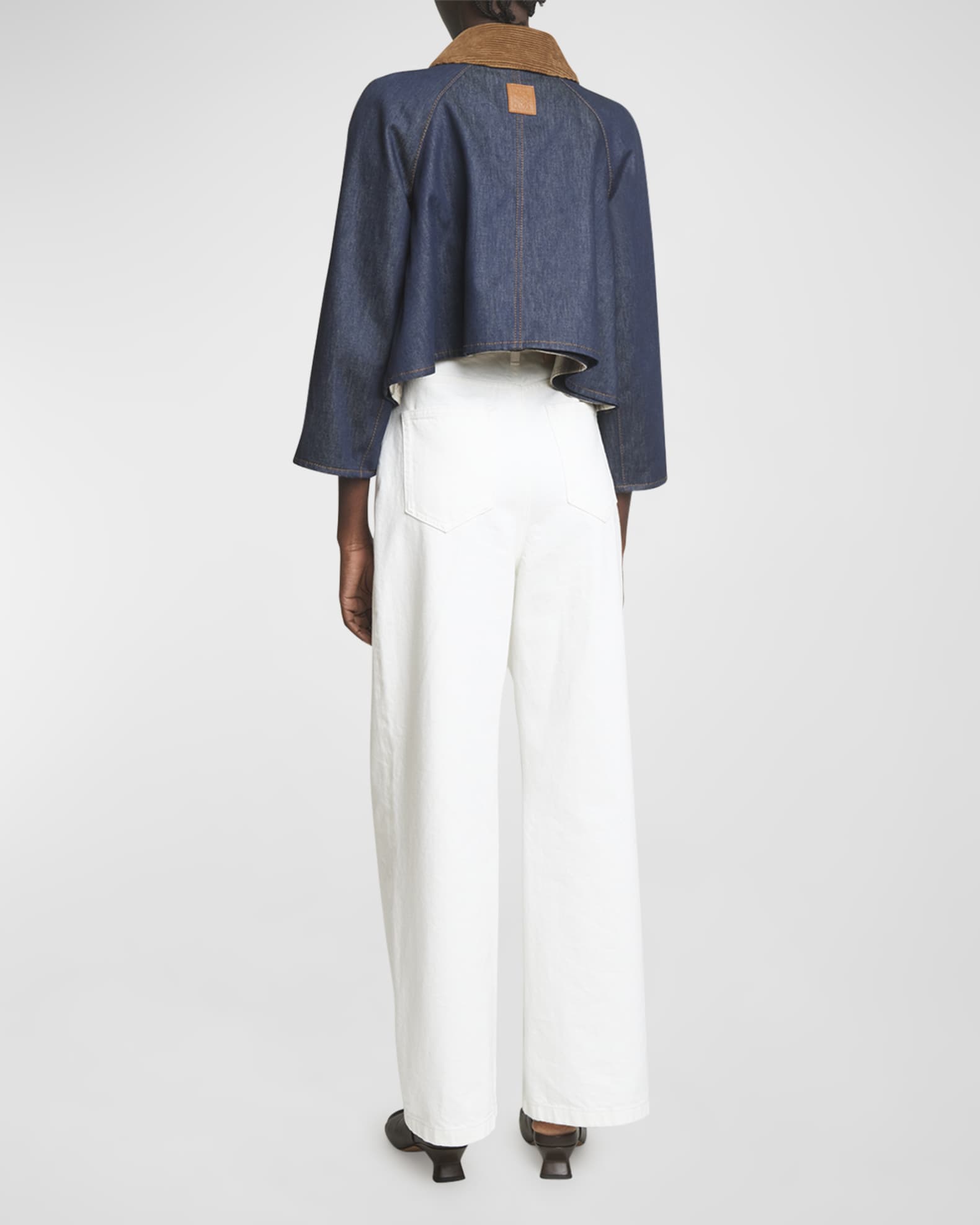 Loewe Collared Denim Trapeze Jacket | Neiman Marcus