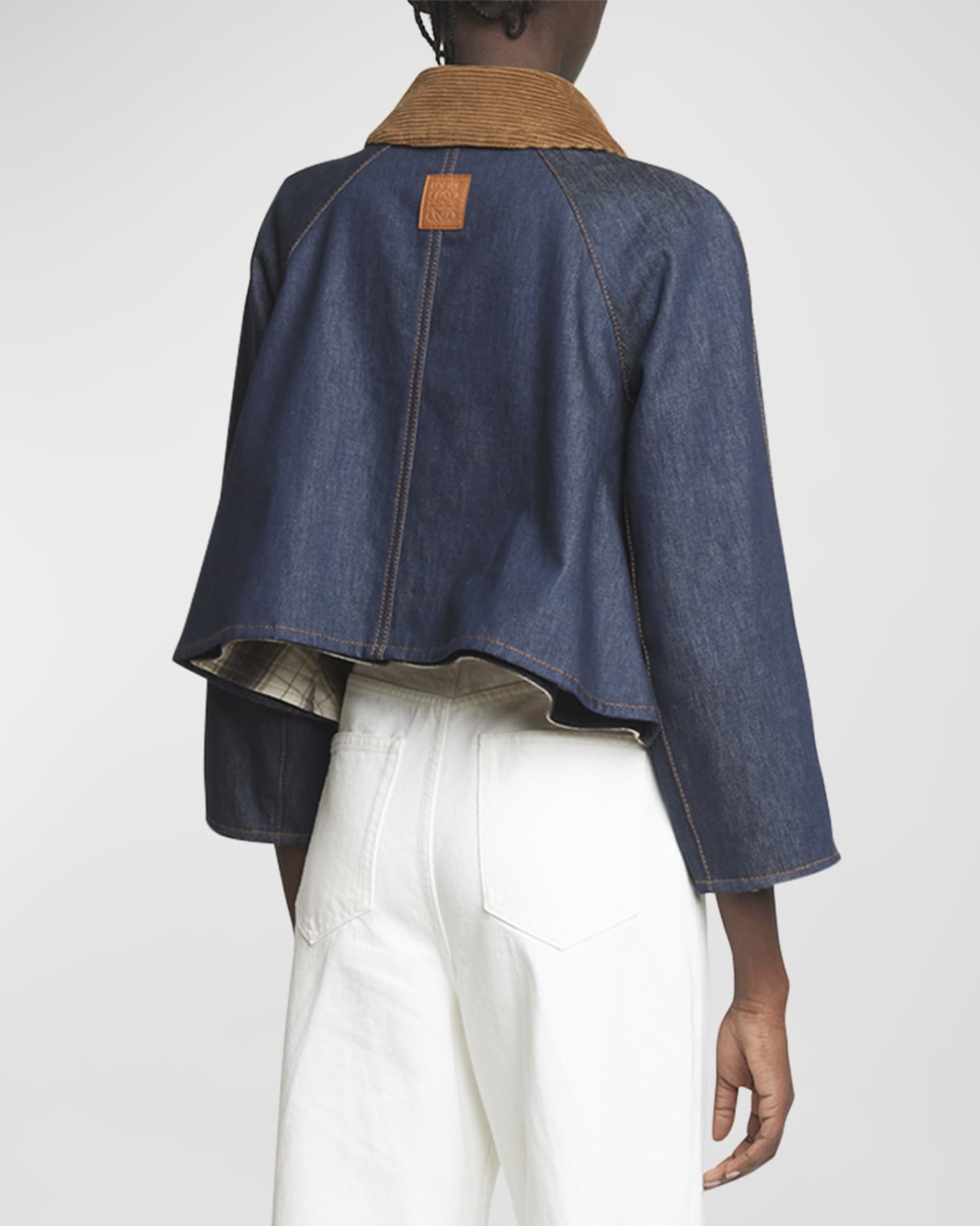 Loewe Collared Denim Trapeze Jacket | Neiman Marcus