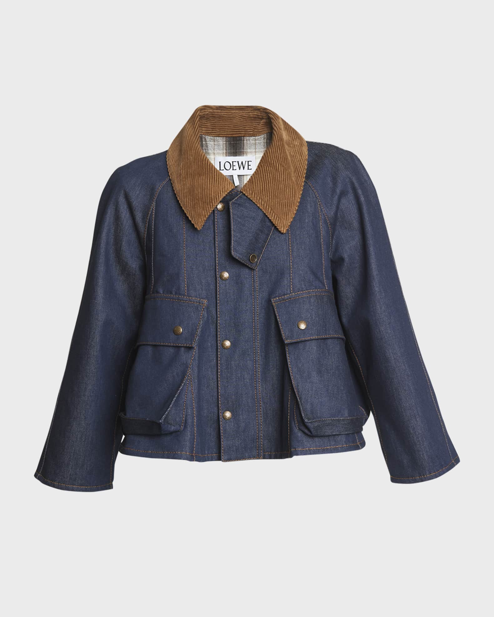 Loewe Collared Denim Trapeze Jacket | Neiman Marcus