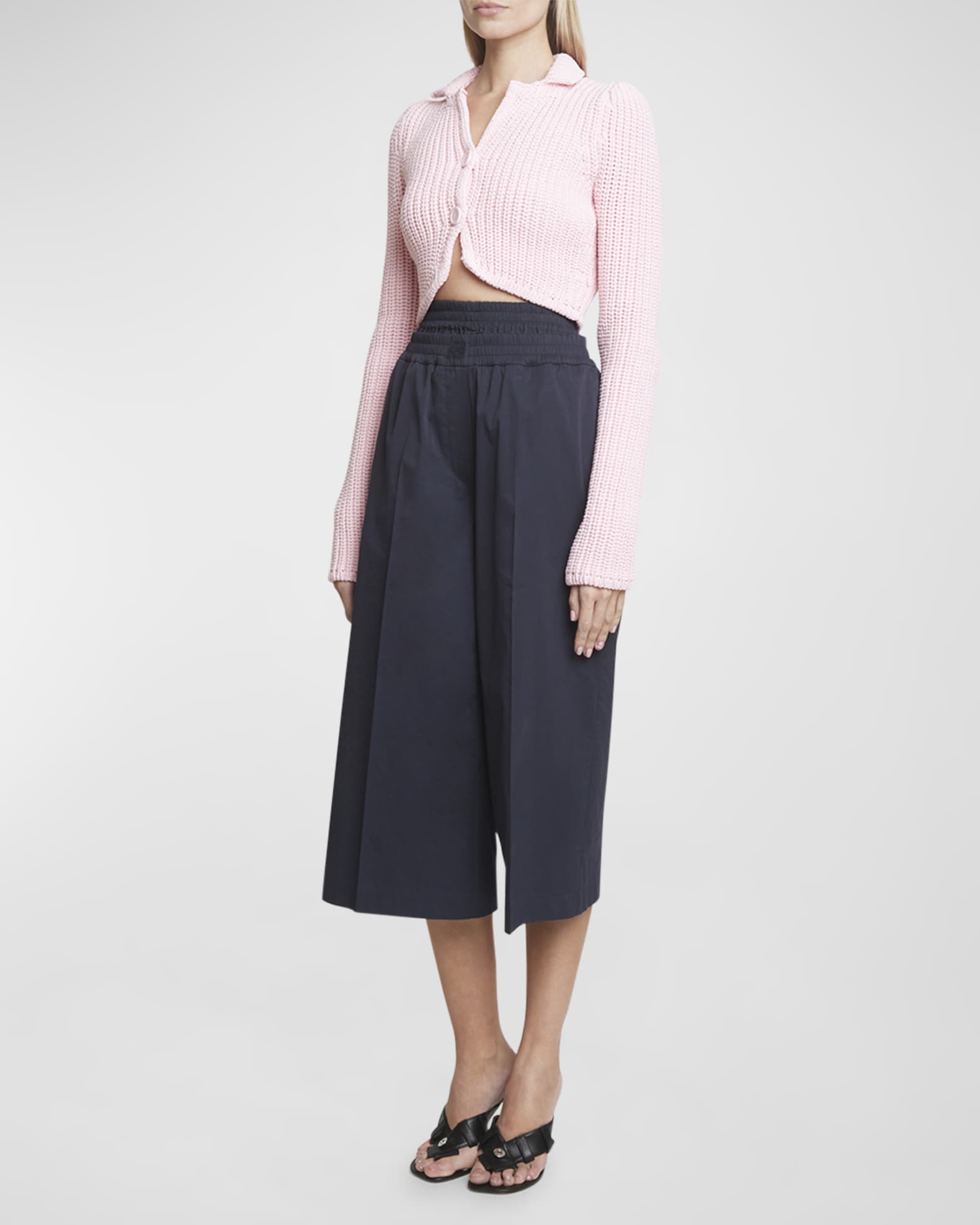 Loewe Collared Crop Knit Cardigan | Neiman Marcus