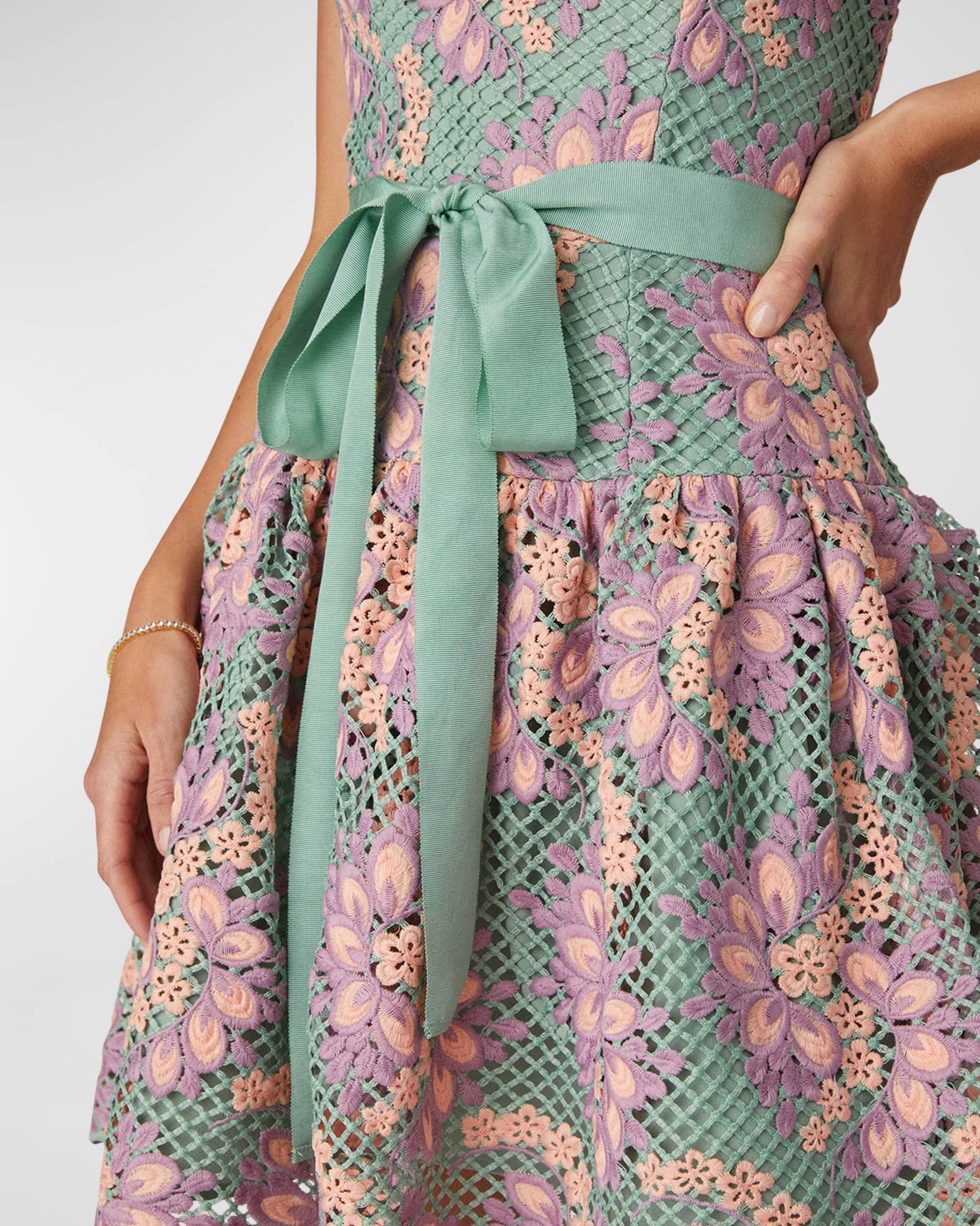 Shoshanna Strapless Floral Lace Mini Dress Neiman Marcus
