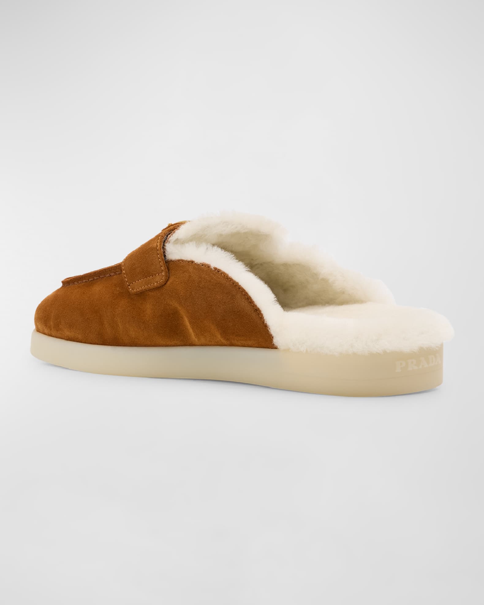 Prada Suede Shearling Mule Loafers | Neiman Marcus