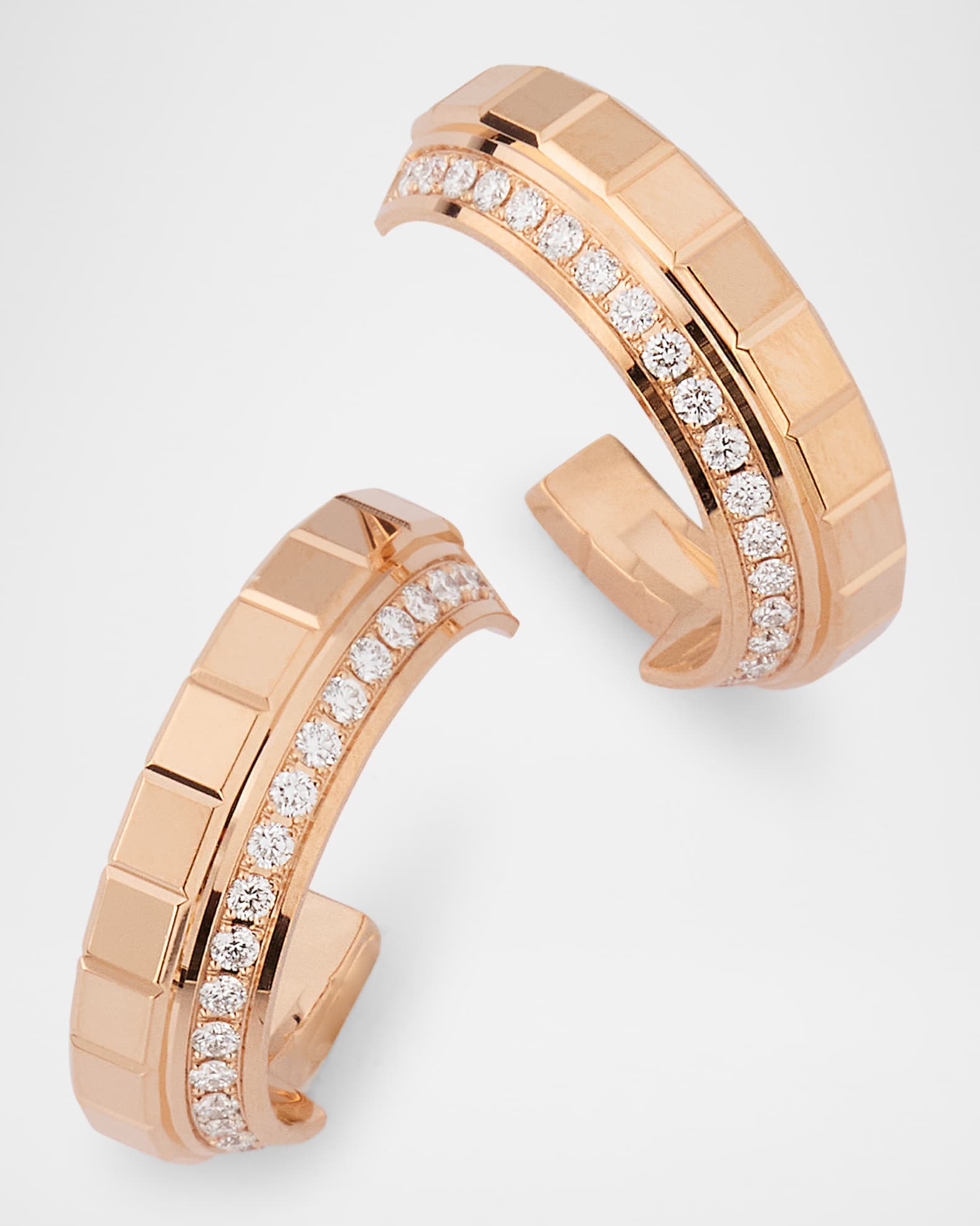 Chopard Ice Cube 18K Rose Gold Mini Diamond Hoop Earrings | Neiman Marcus