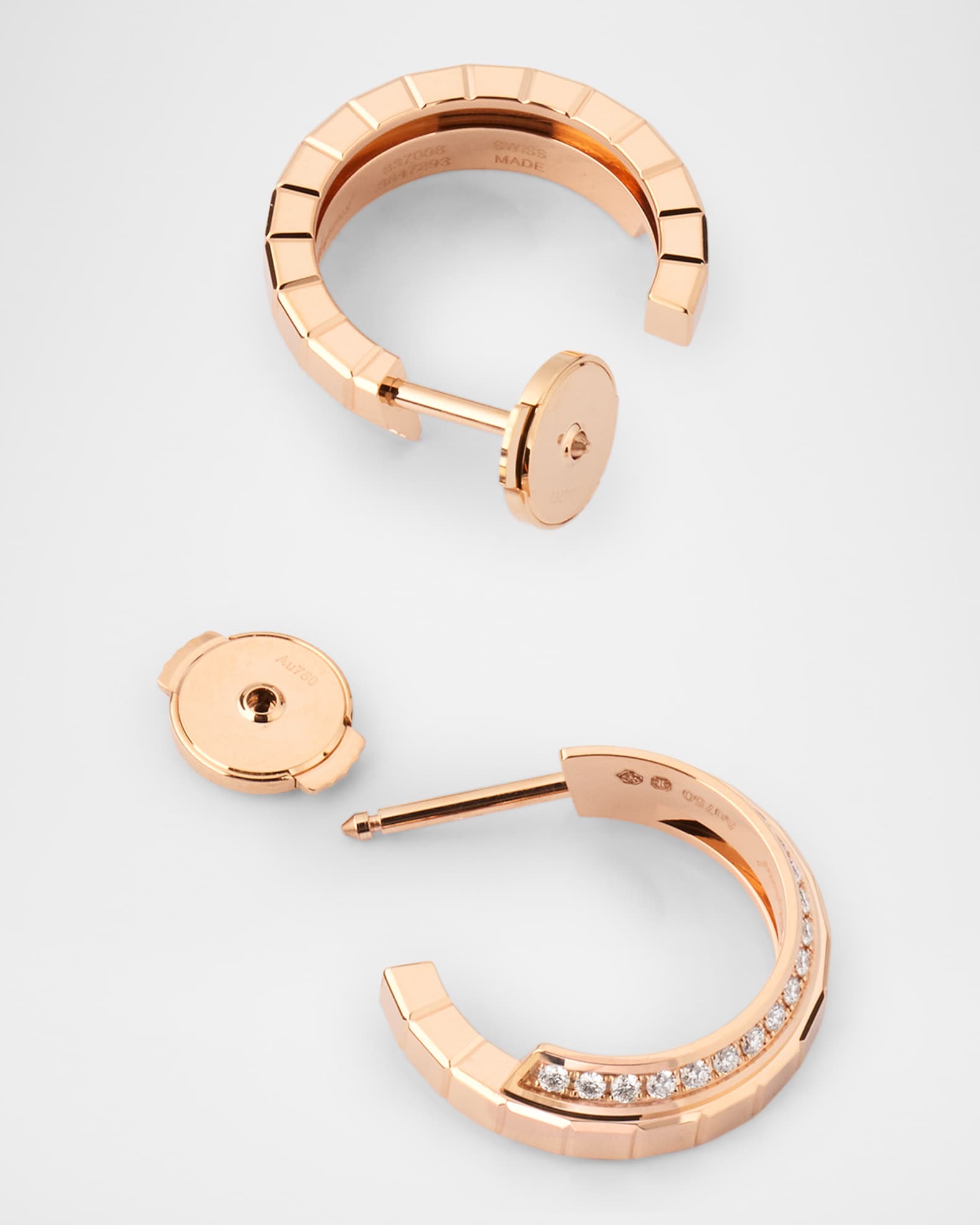 Chopard Ice Cube 18K Rose Gold Mini Diamond Hoop Earrings | Neiman Marcus