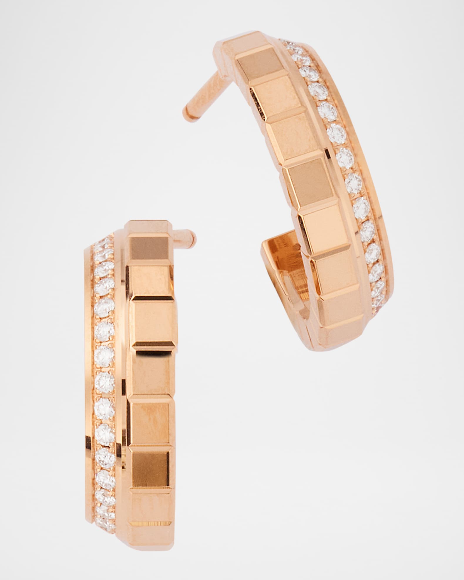 Chopard Ice Cube 18K Rose Gold Mini Diamond Hoop Earrings | Neiman Marcus