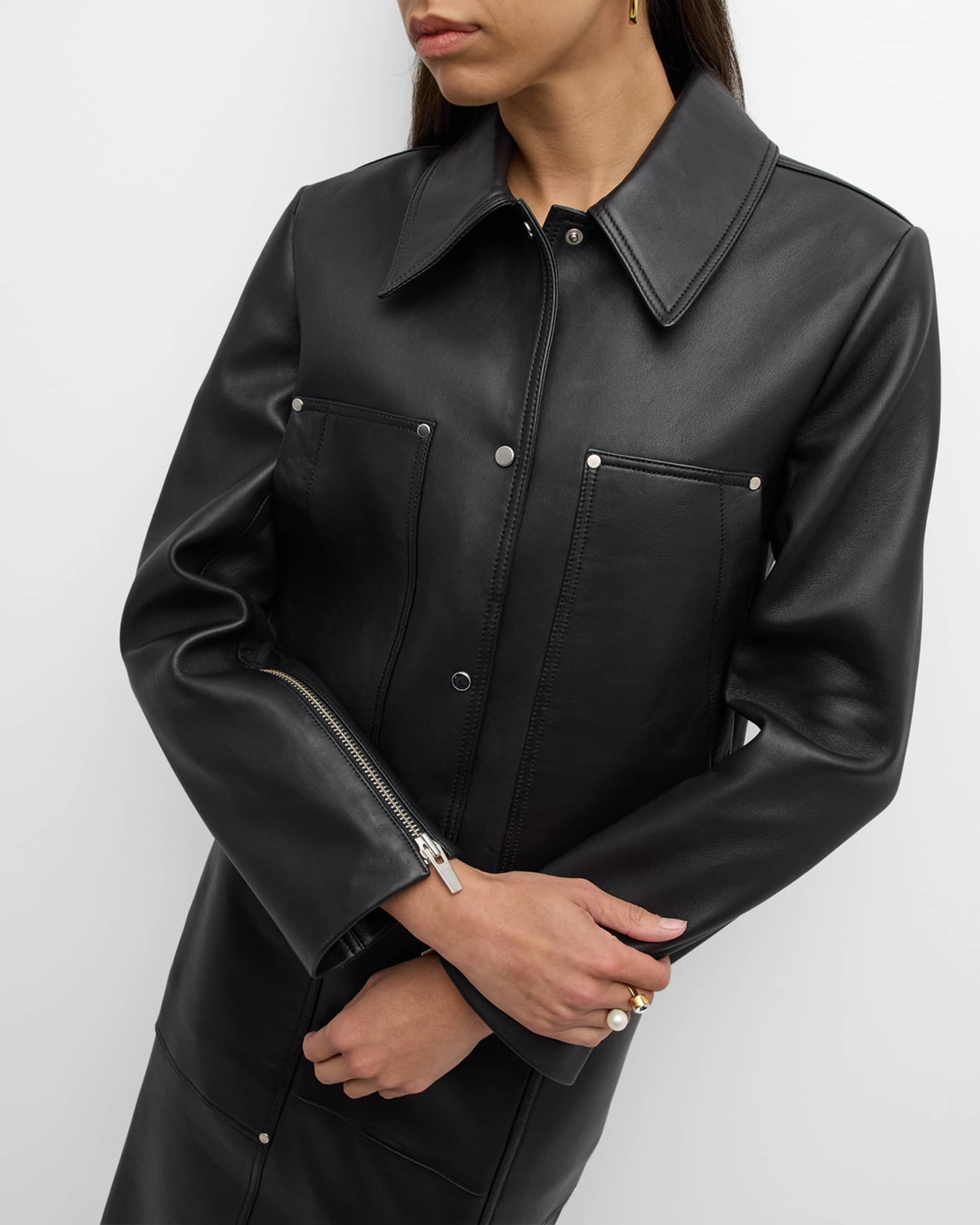 A.L.C. Grey Leather Jacket | Neiman Marcus