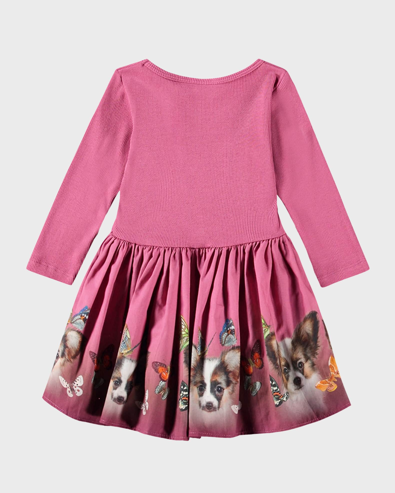 Molo Girl's Candi Ribbed Combo Dress W/ Animal-Print Skirt, Size 6M-2 ...