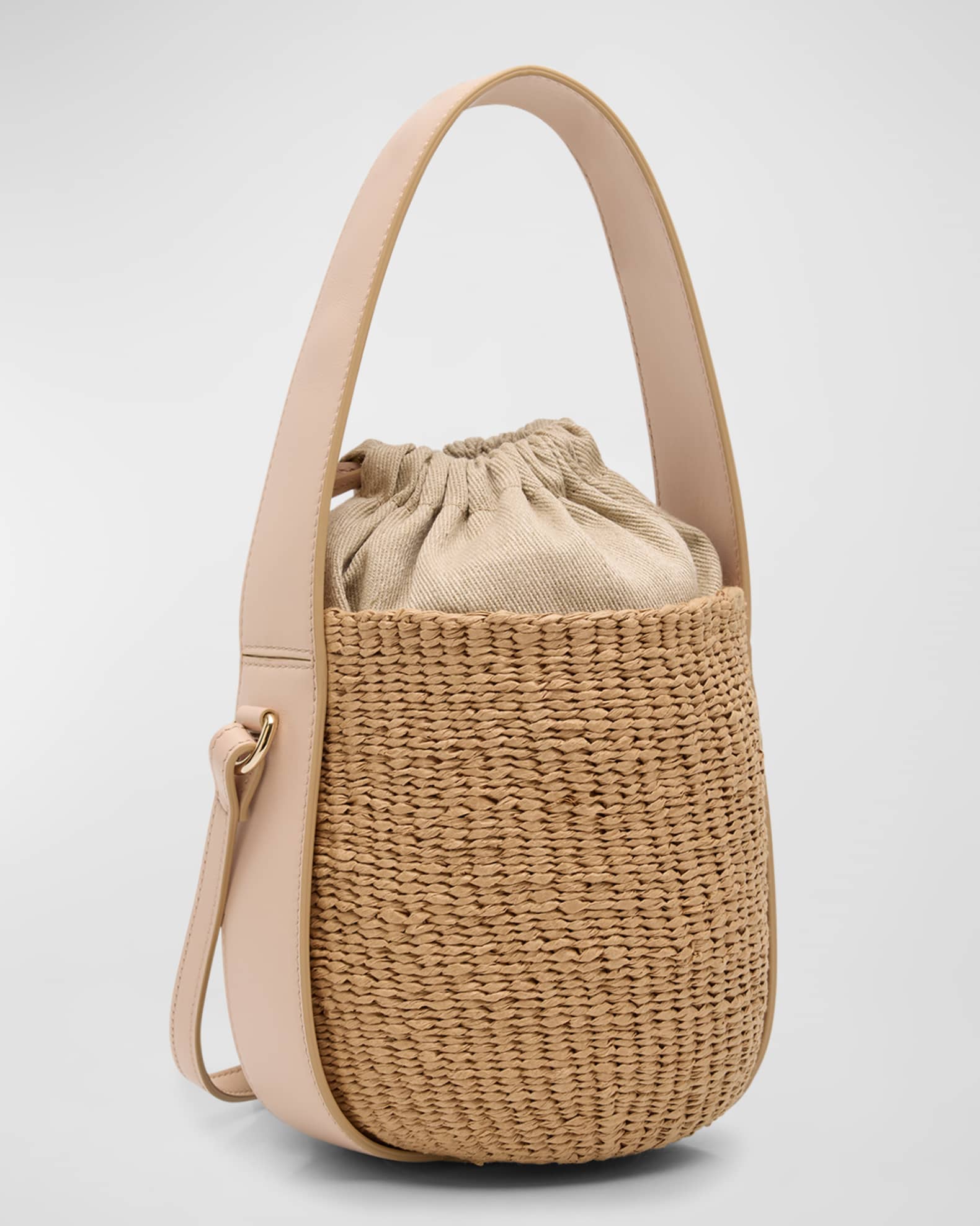 Chloe x Mifuko Woody Small Bucket Bag in Paper and Leather | Neiman Marcus
