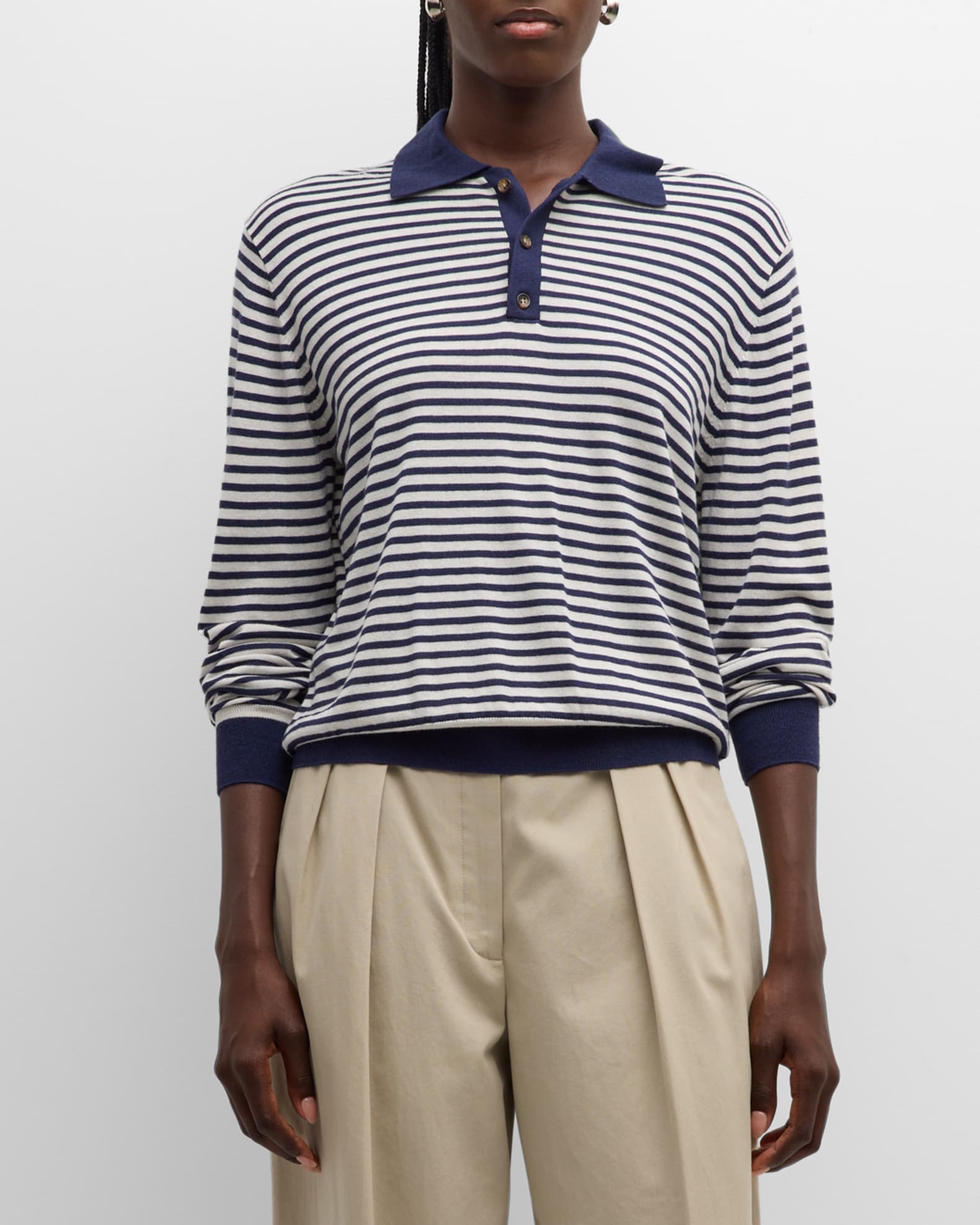La Ligne Stripe Classic Sweater Polo | Neiman Marcus