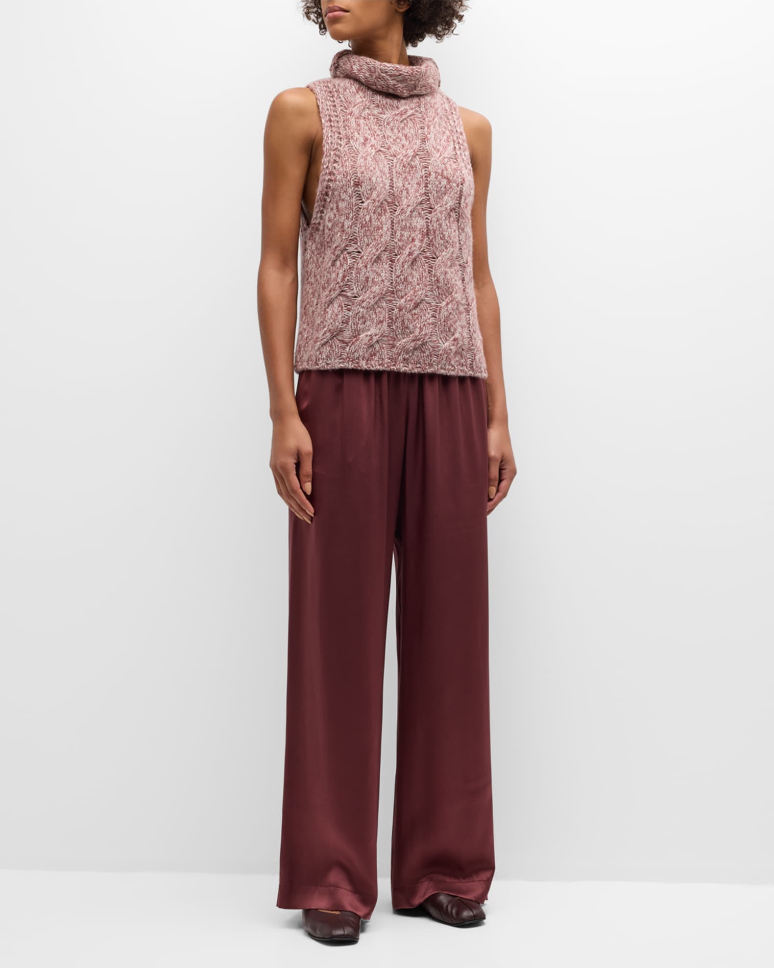 Sablyn Saige Marled Cashmere Sleeveless Turtleneck | Neiman Marcus