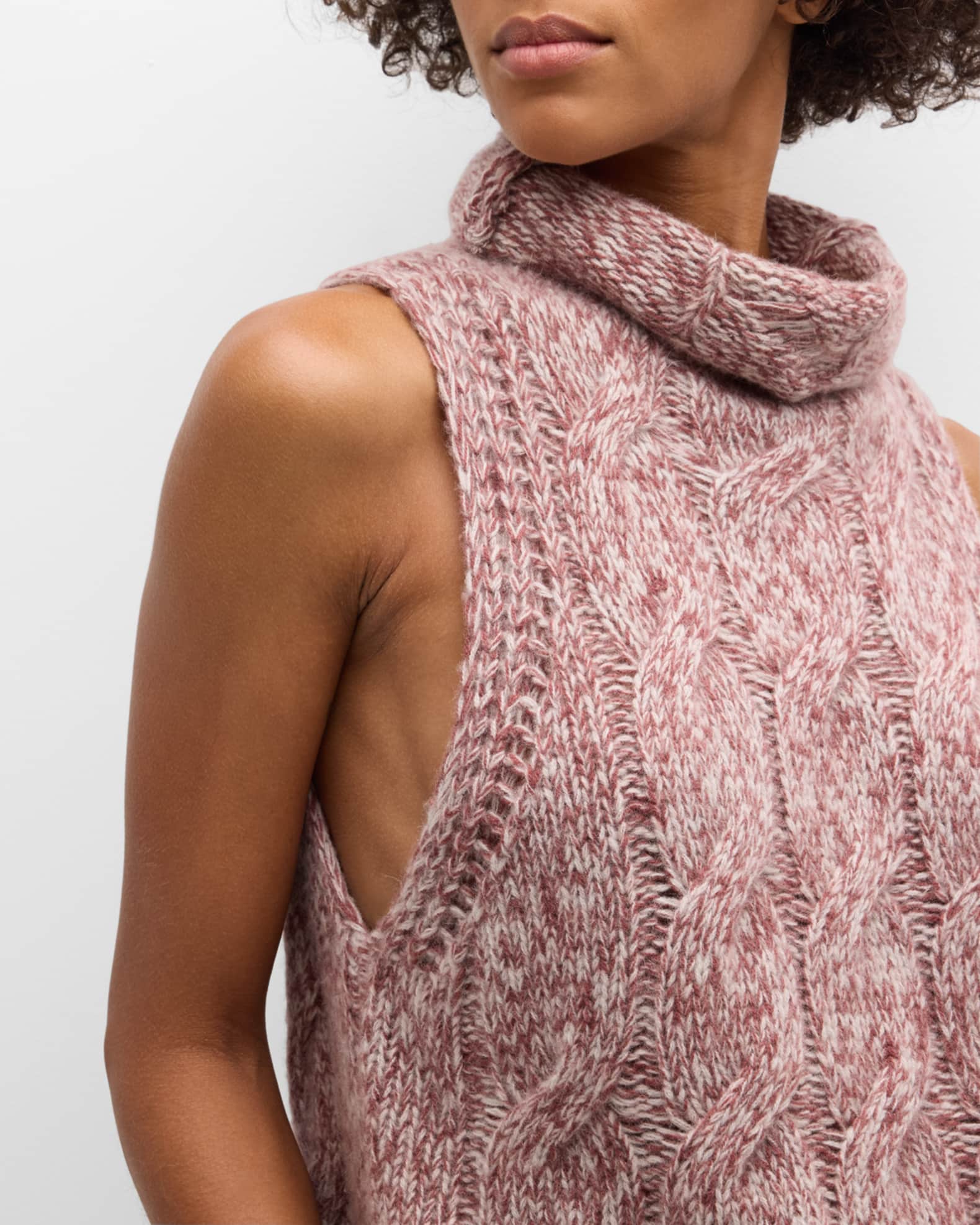 Sablyn Saige Marled Cashmere Sleeveless Turtleneck | Neiman Marcus