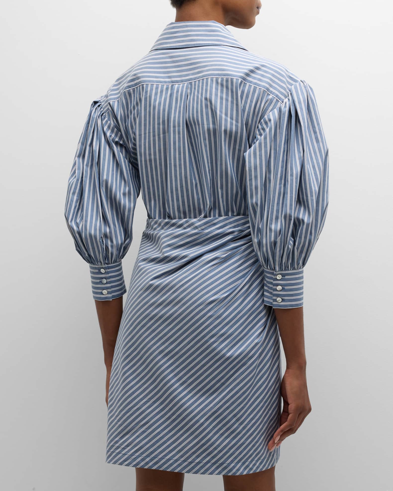 Cinq a Sept Sabrina Macaulay Stripe Crossover Mini Shirtdress | Neiman ...