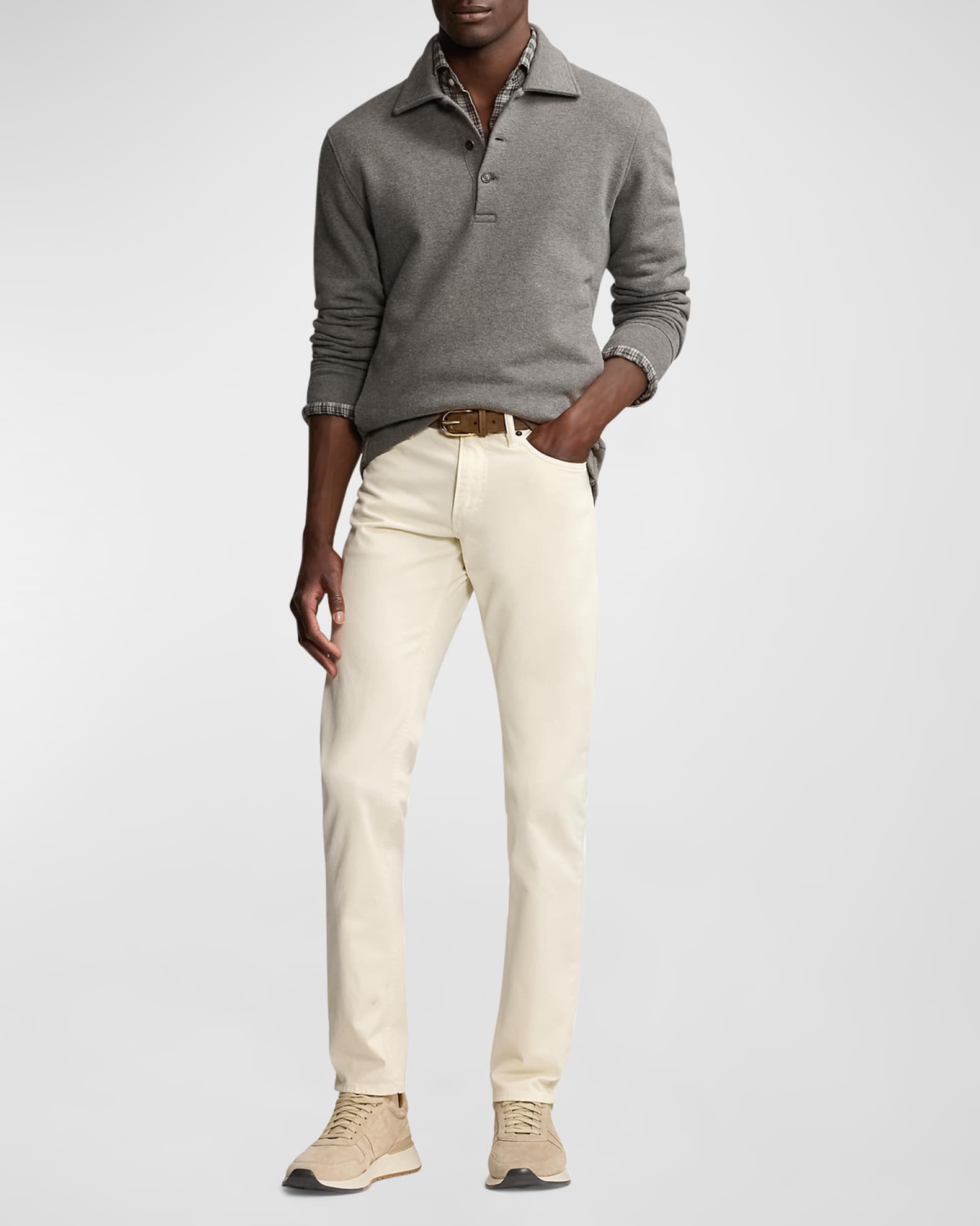 Ralph Lauren Purple Label Men's Fleece Collared Sweatshirt | Neiman Marcus