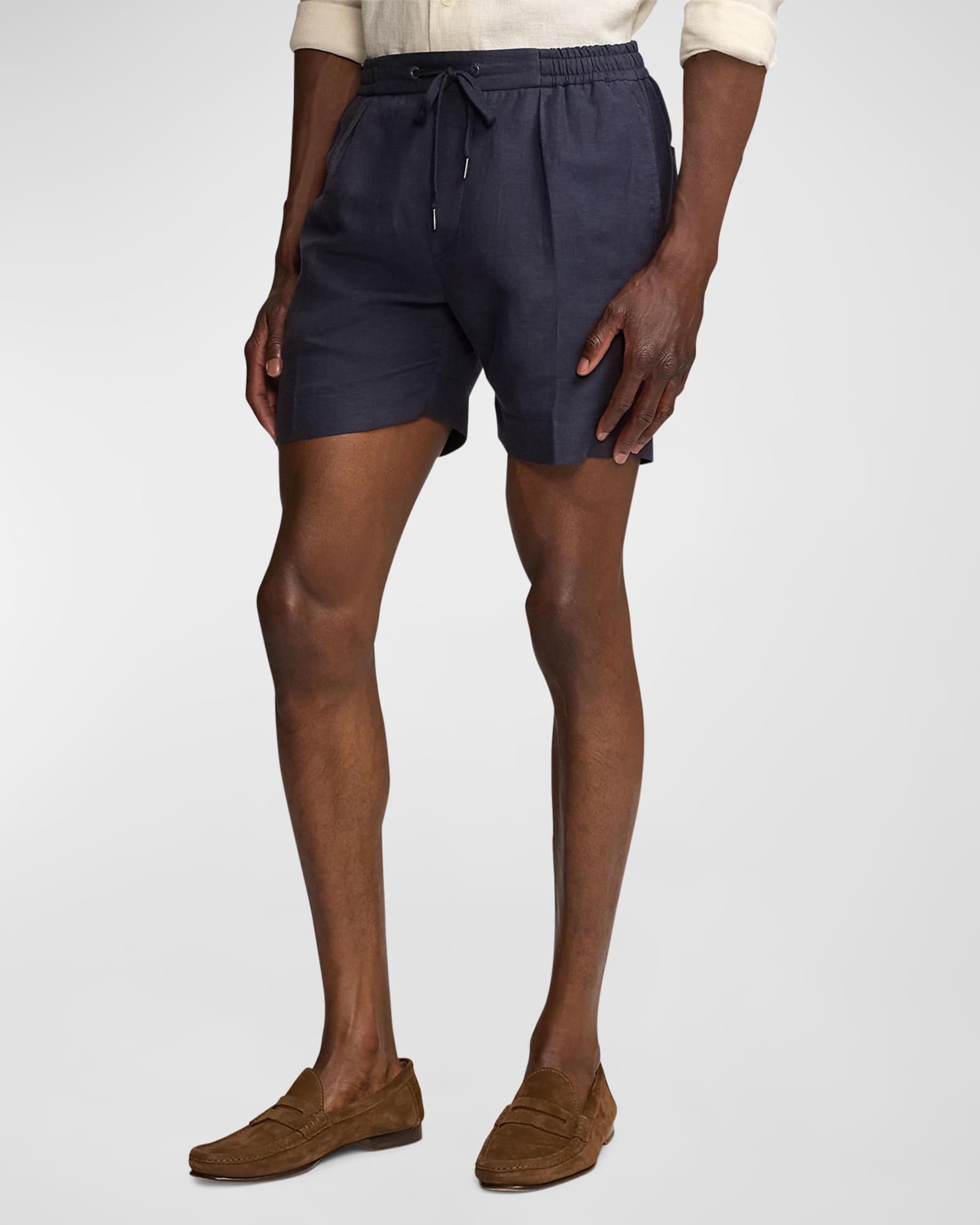 Ralph Lauren Purple Label Men's Silk-Linen Drawstring Shorts | Neiman ...