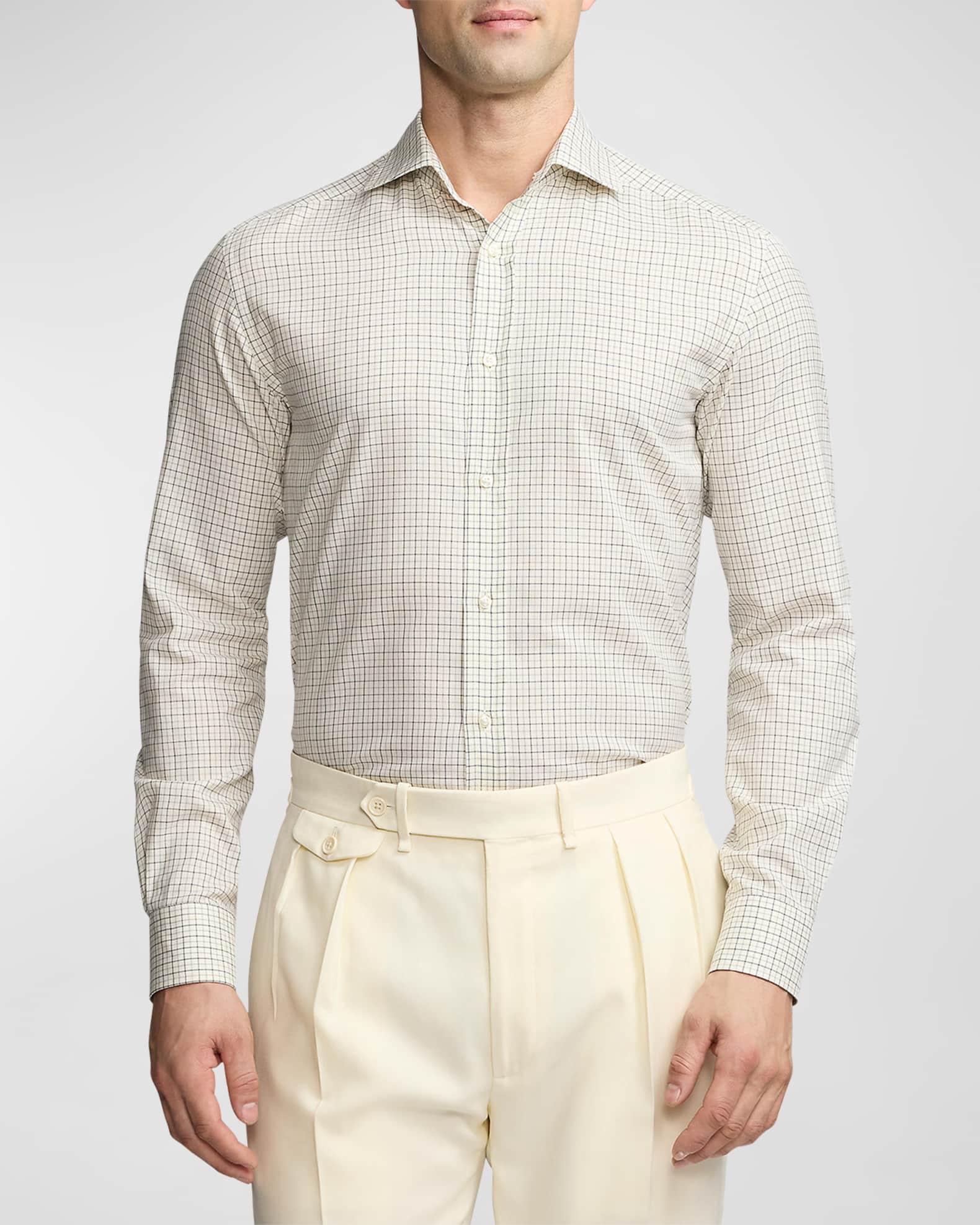 Ralph Lauren Purple Label Men's Tattersall Flannel Shirt | Neiman Marcus
