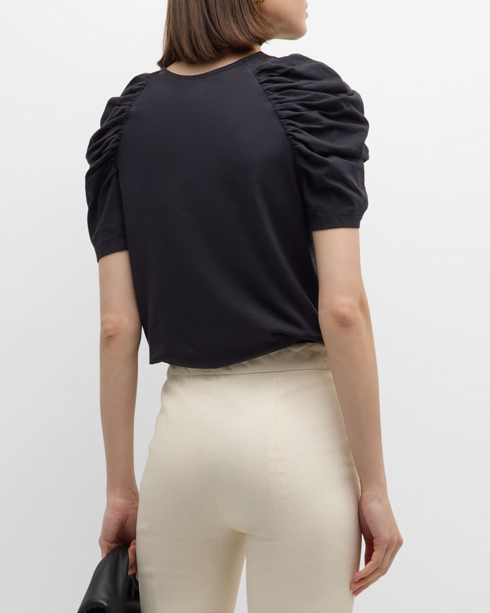 Merlette Ember Ruched-Sleeve Jersey Top | Neiman Marcus
