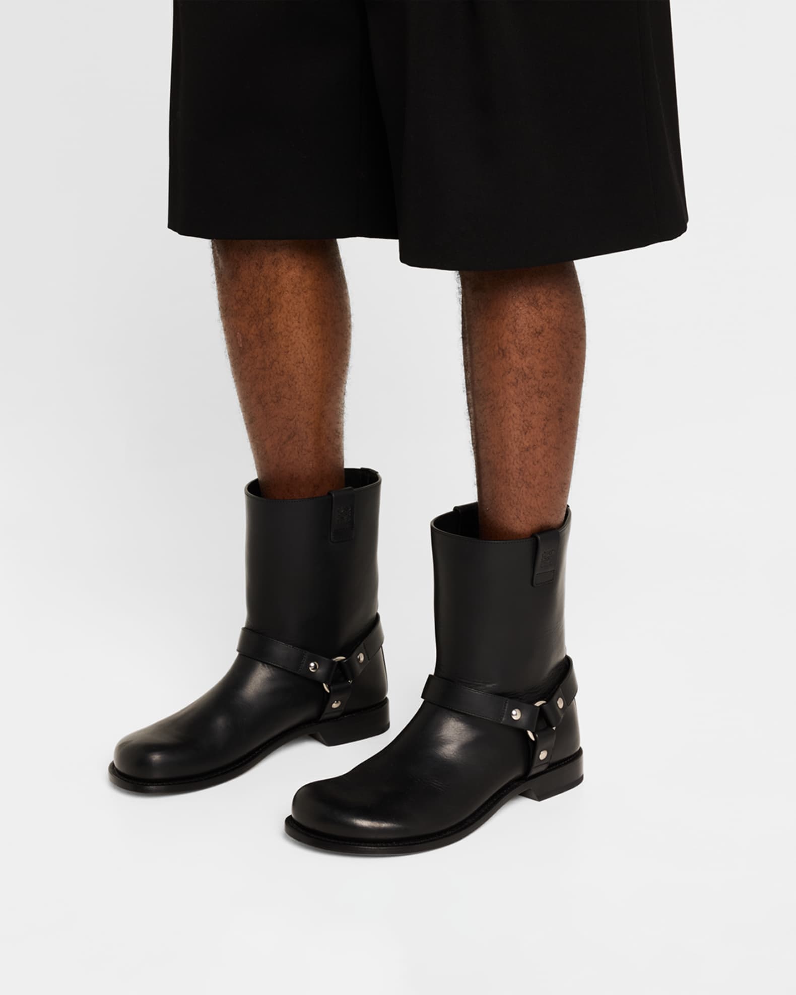 Loewe Men's Campo Leather Biker Boots | Neiman Marcus