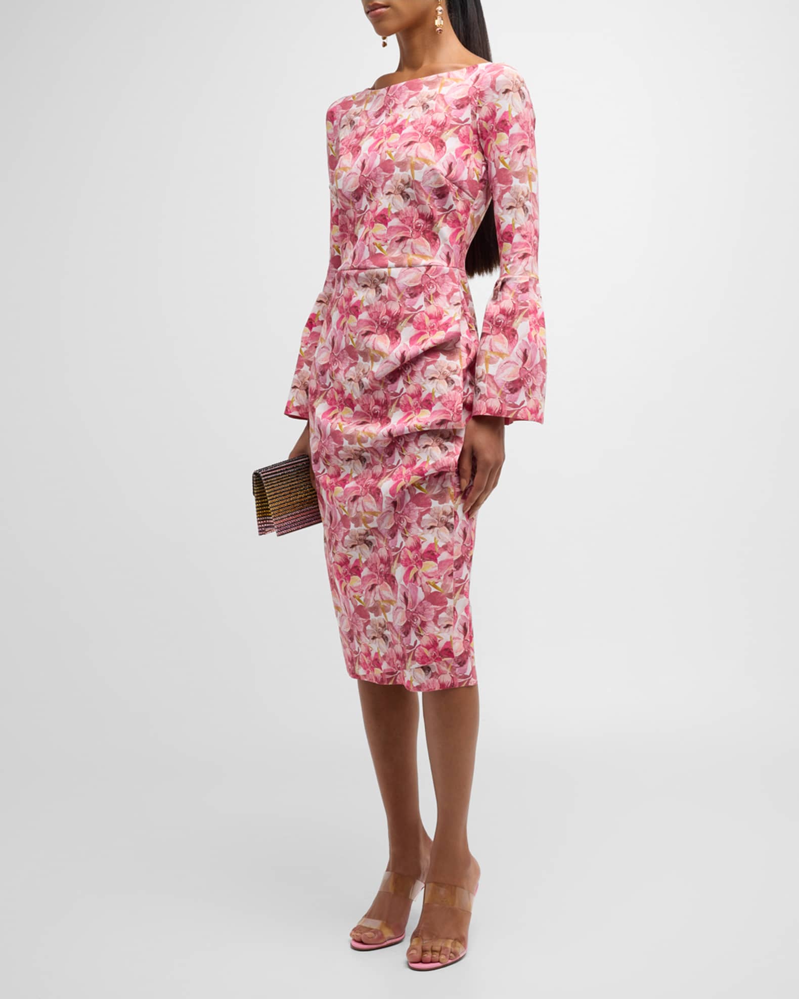 Chiara Boni La Petite Robe Ruched Floral-Print Bodycon Dress | Neiman ...