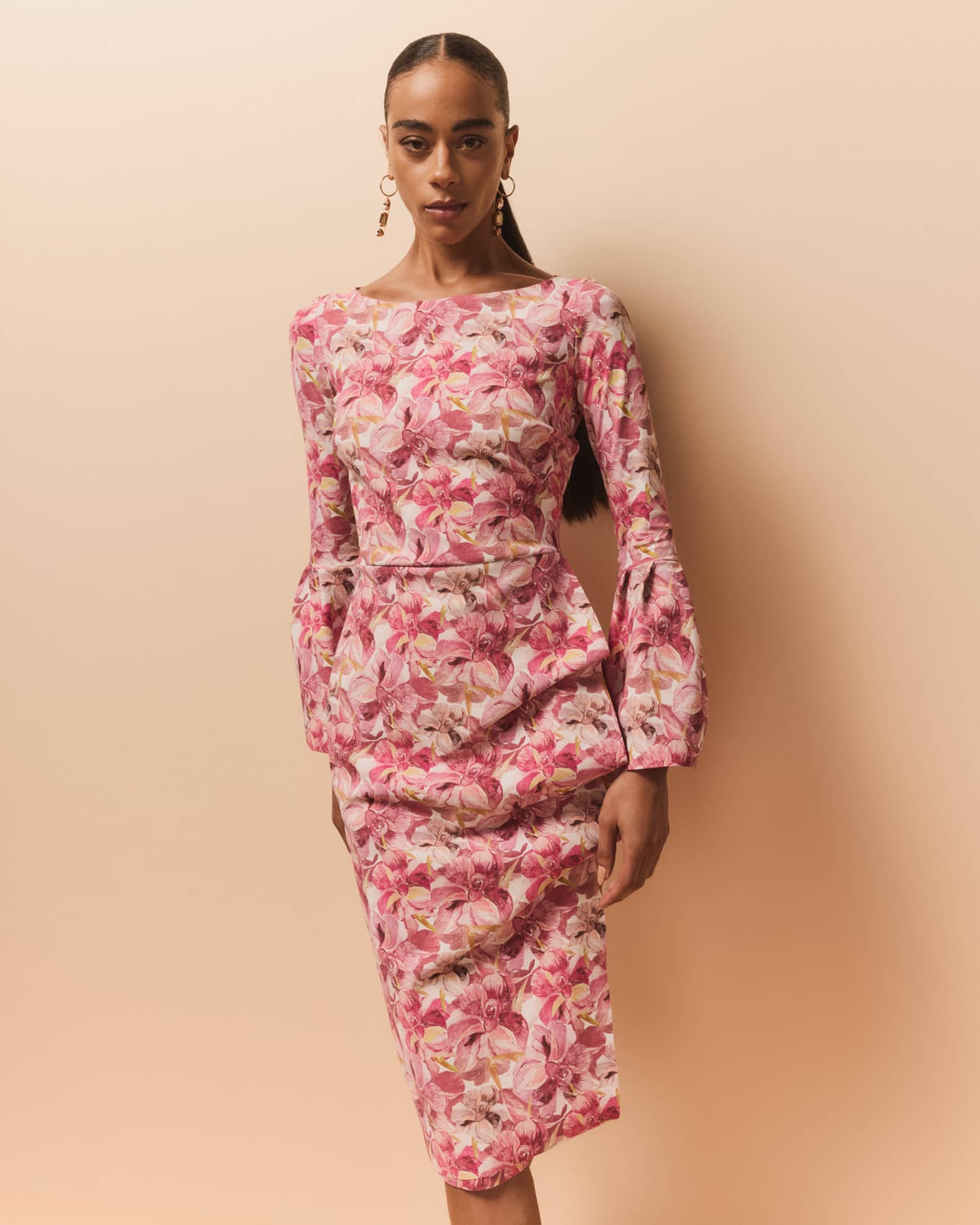 Chiara Boni La Petite Robe Ruched Floral-Print Bodycon Dress | Neiman ...