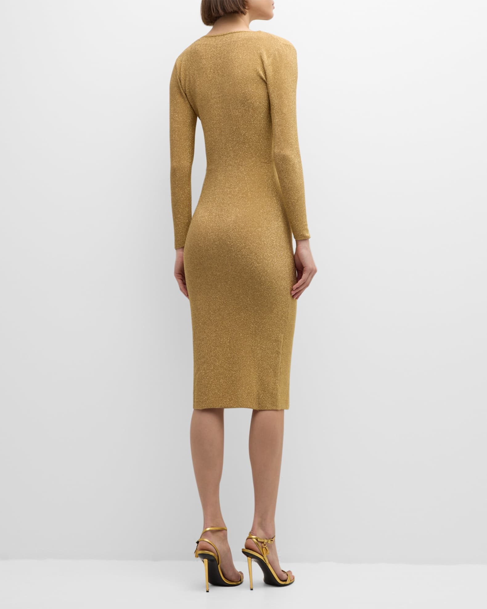 Chiara Boni La Petite Robe Ruched Bodycon Shimmer Dress | Neiman Marcus