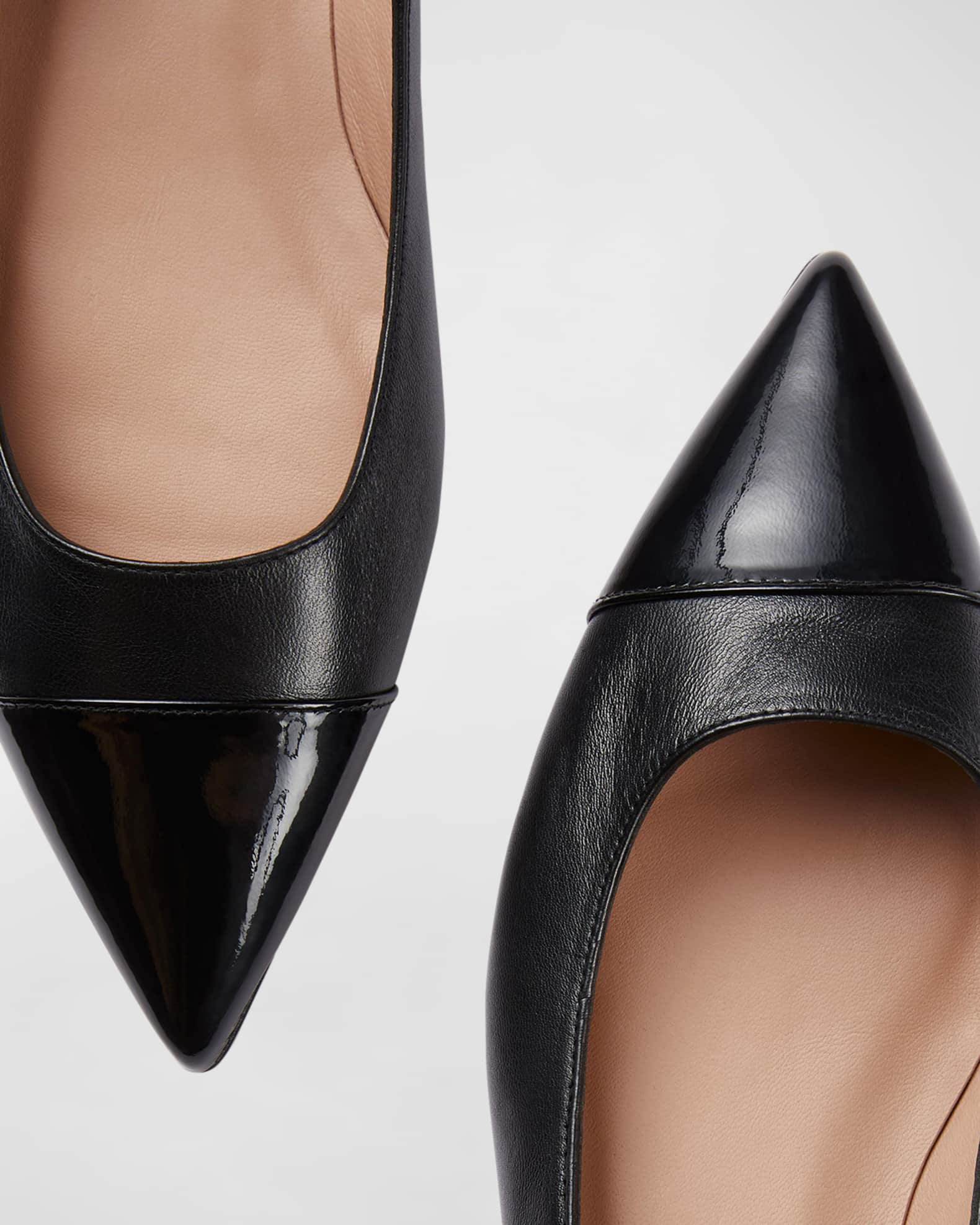 LK Bennett Monty Mixed Leather Mary Jane Ballerina Flats | Neiman Marcus