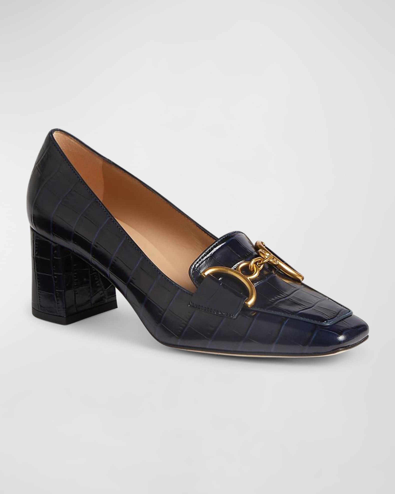LK Bennett Samantha Croco Chain Loafer Pumps | Neiman Marcus