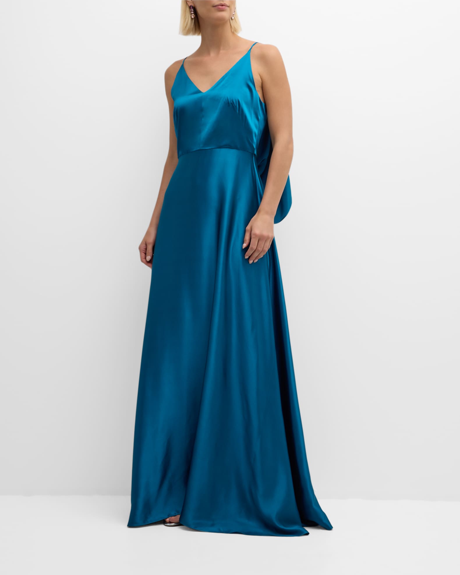 E.Stott Alison Draped A-Line Silk Gown | Neiman Marcus